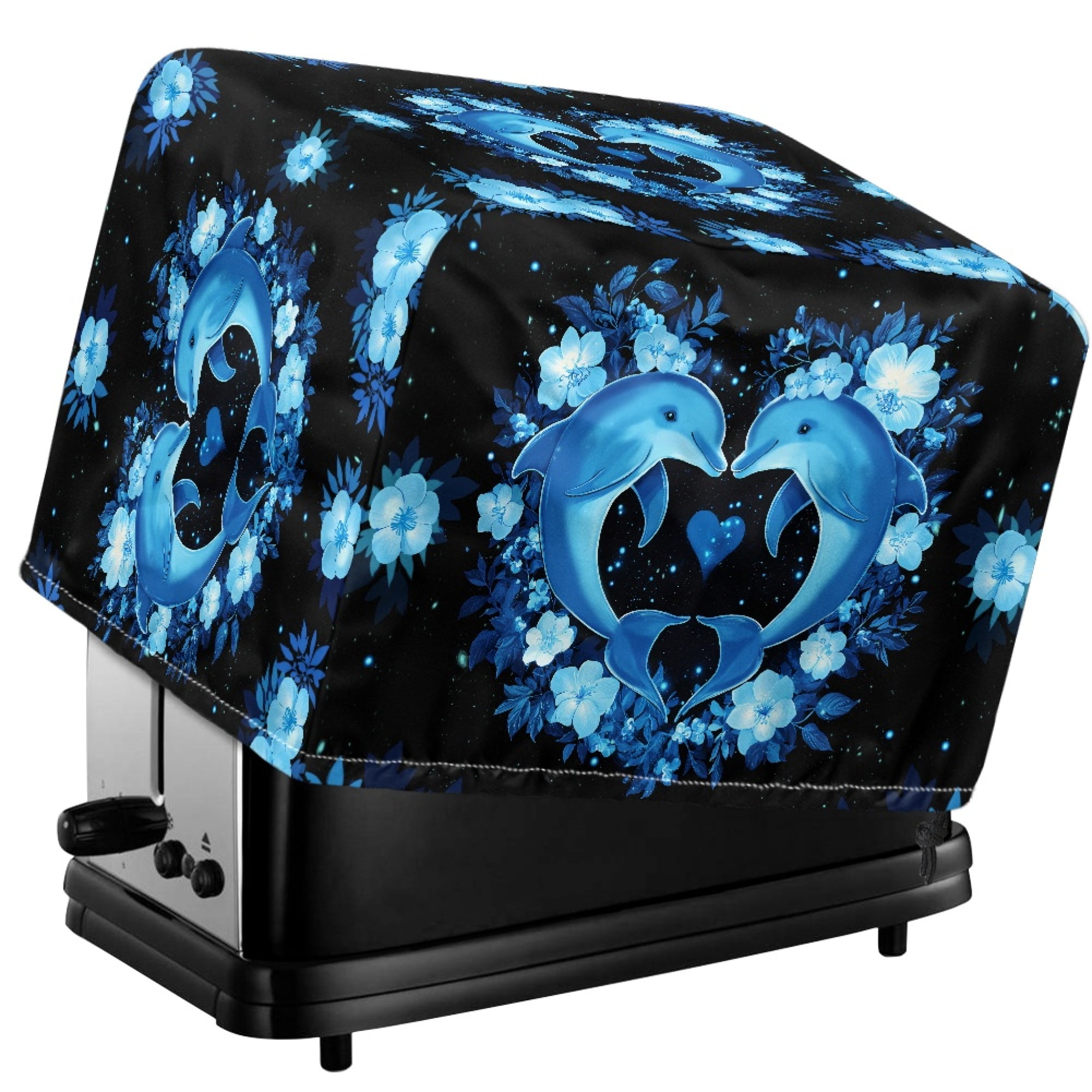 HELLHERO Dolphin Hibiscus Print Toaster Cover, 2 Slice Anti Fingerprint ...