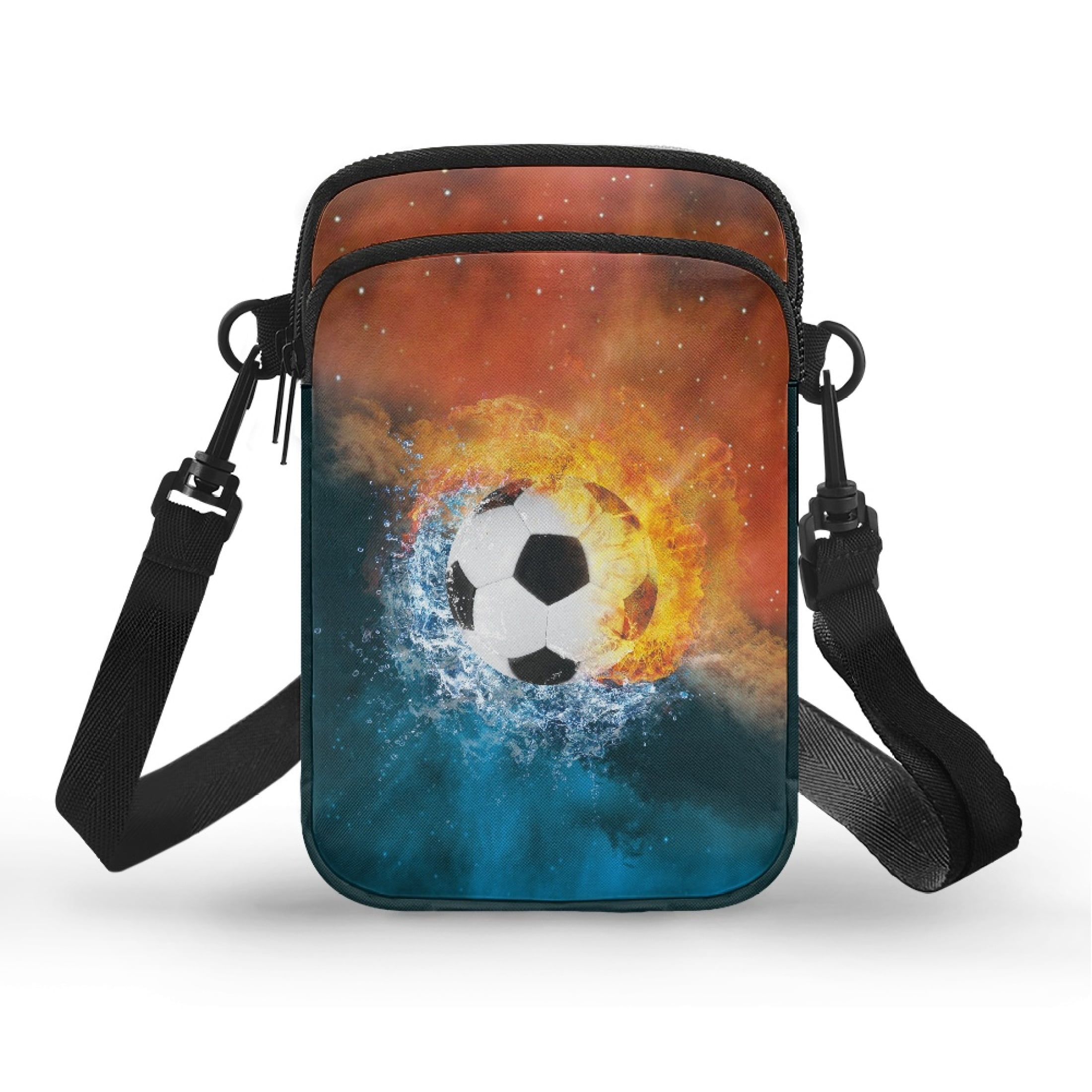 HELLHERO Double Deck Crossbody Sling Bag Men, Women Football Fire Water ...