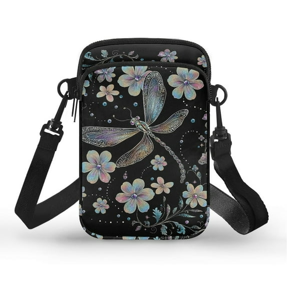 HELLHERO Dragonfly and Floral Pattern Polyester Crossbody Sling Bags ...