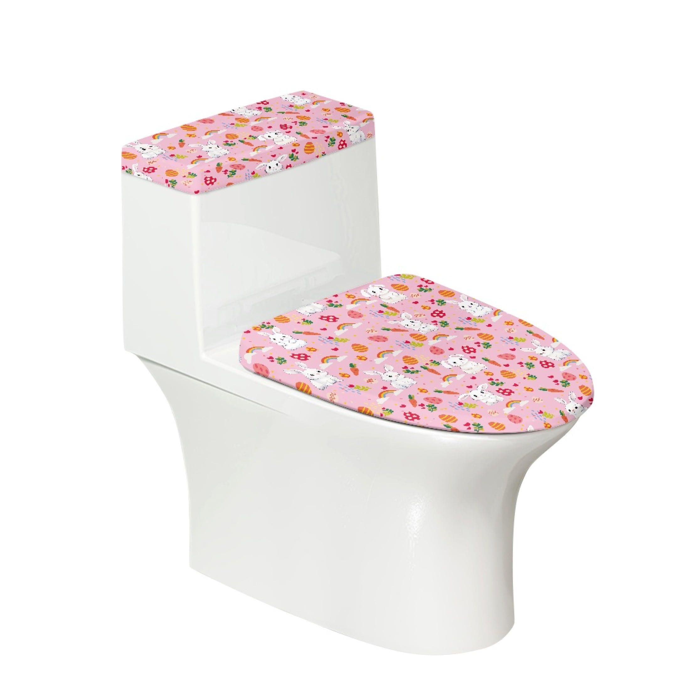 HELLHERO Elastic Fabric Toilet Seat Cover Toilet Lid Dust Cover Set ...