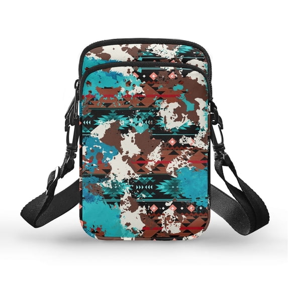 HELLHERO Ethnic Geometric with Zipper Closed Crossbody Bag Double-layer ...