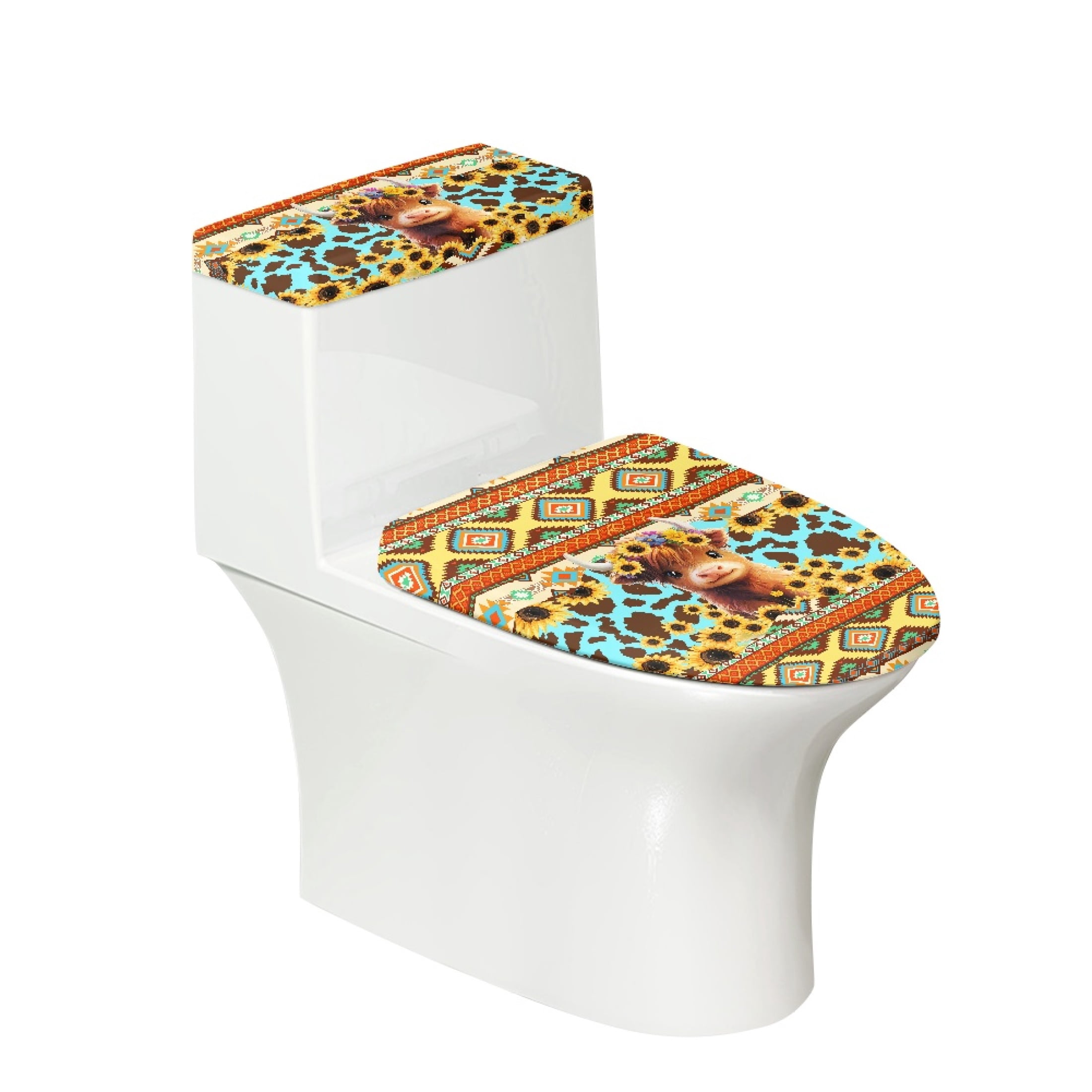 HELLHERO Fashion Polyester Fabric Bathroom Toilet Cover Set Soft Keep ...
