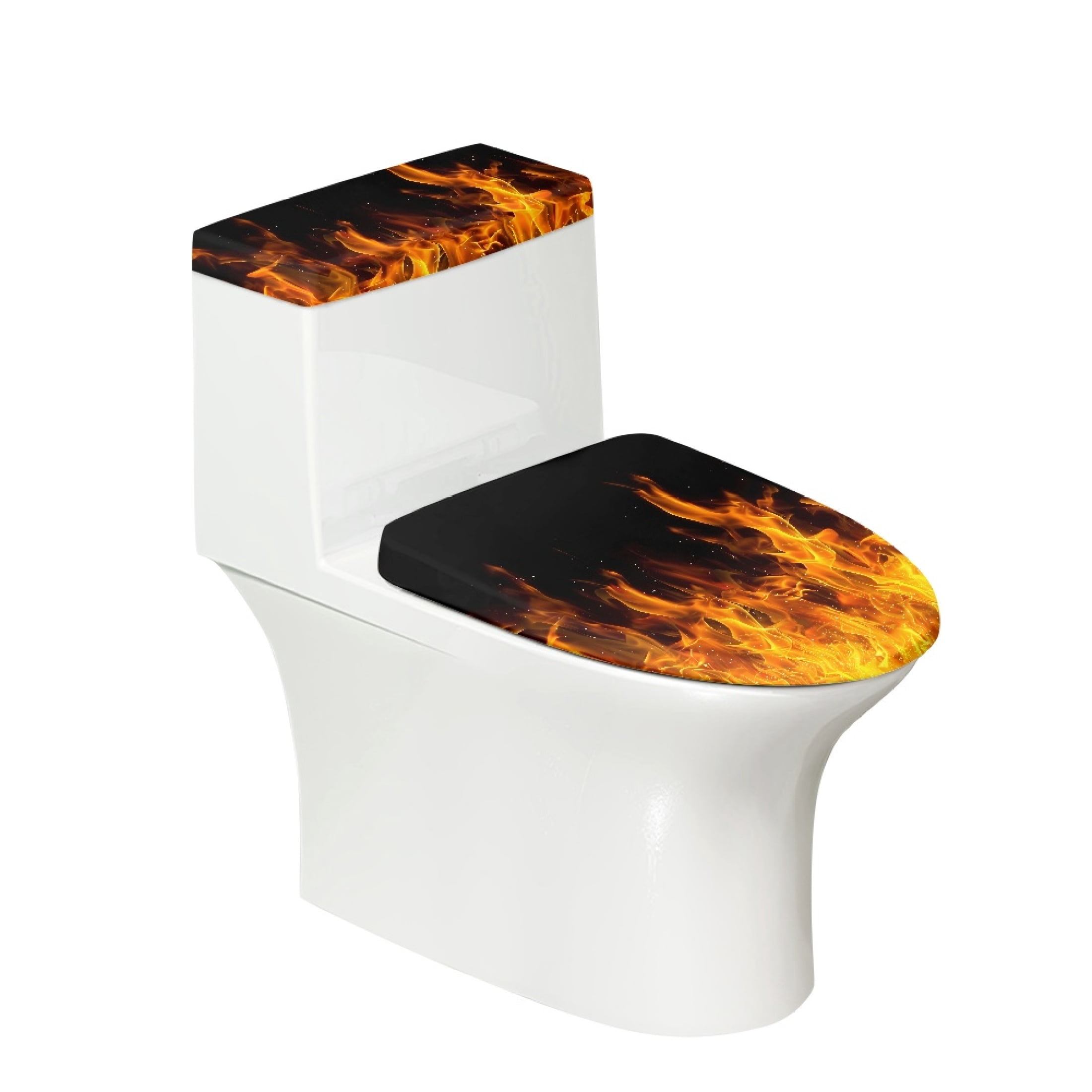HELLHERO Flame pattern Polyester Fabric Toilet Seat Cover Set for Hotel ...