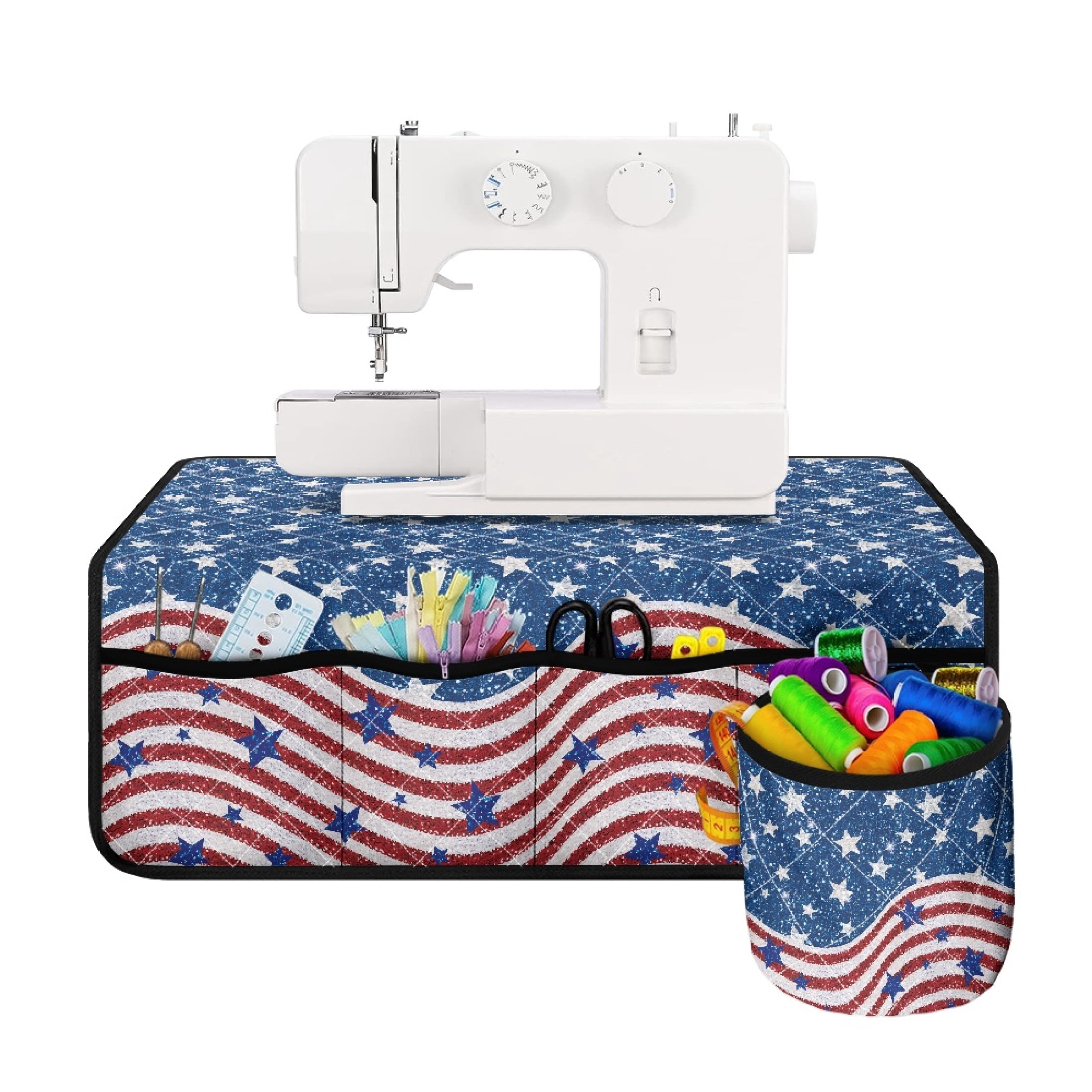 HELLHERO Flash American Flag with Storage Cylinder Sewing Machine Mat ...