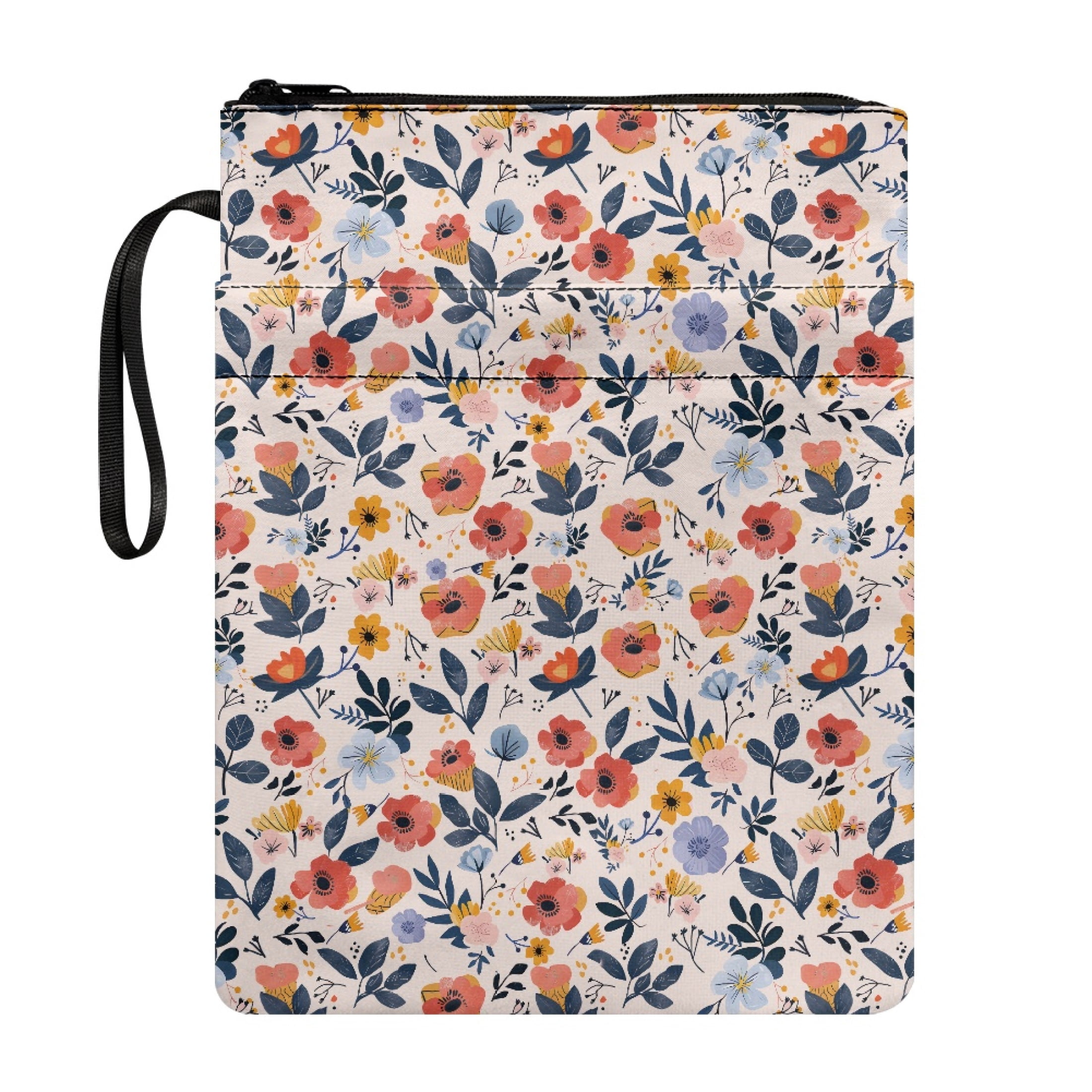 HELLHERO Floral Pattern Zipper Bag Book Sleeve for Waterproof Book ...