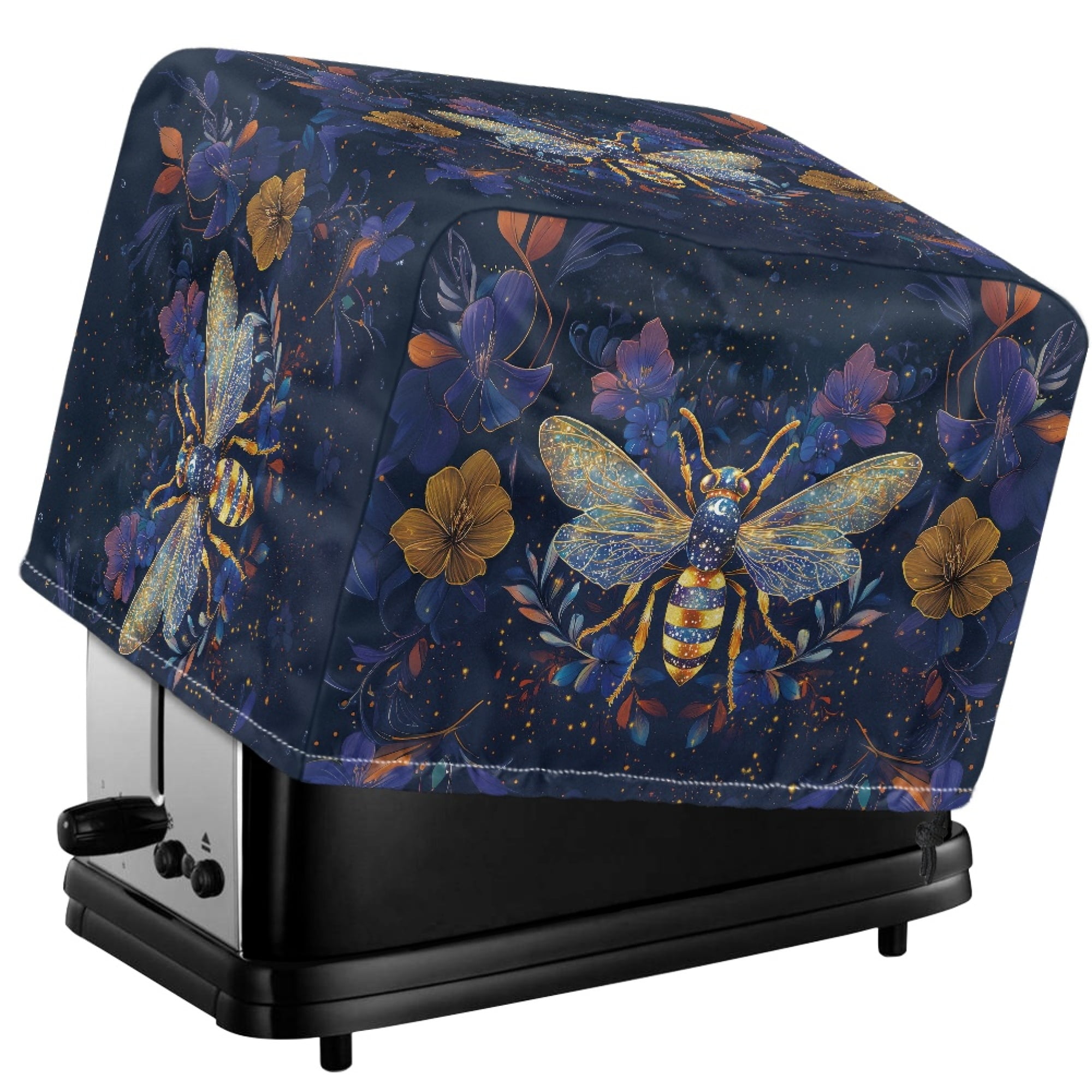 HELLHERO Flower Bees Print 4 Slice Toaster Cover for Kitchen, Polyester ...