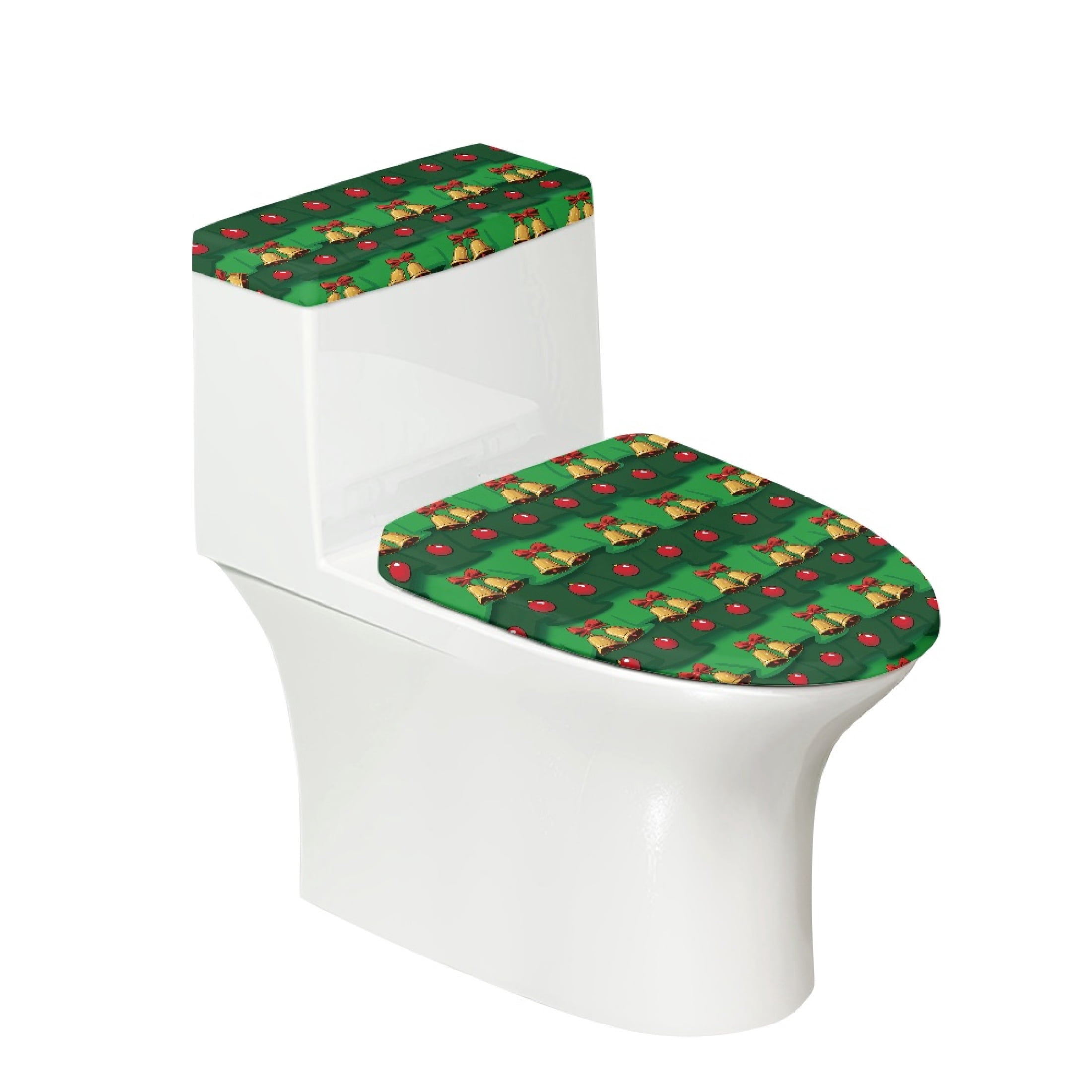 HELLHERO Green Bell Pattern Toilet Lid Cover & Toilet Covers Set with ...