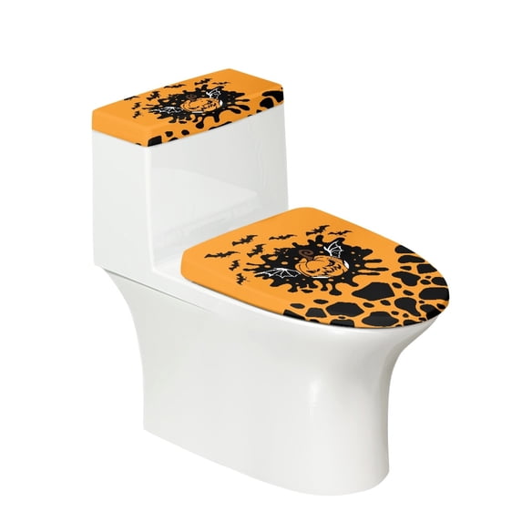 HELLHERO Halloween Pumpkin Leopard Print Bathroom Set Toilet Seat ...