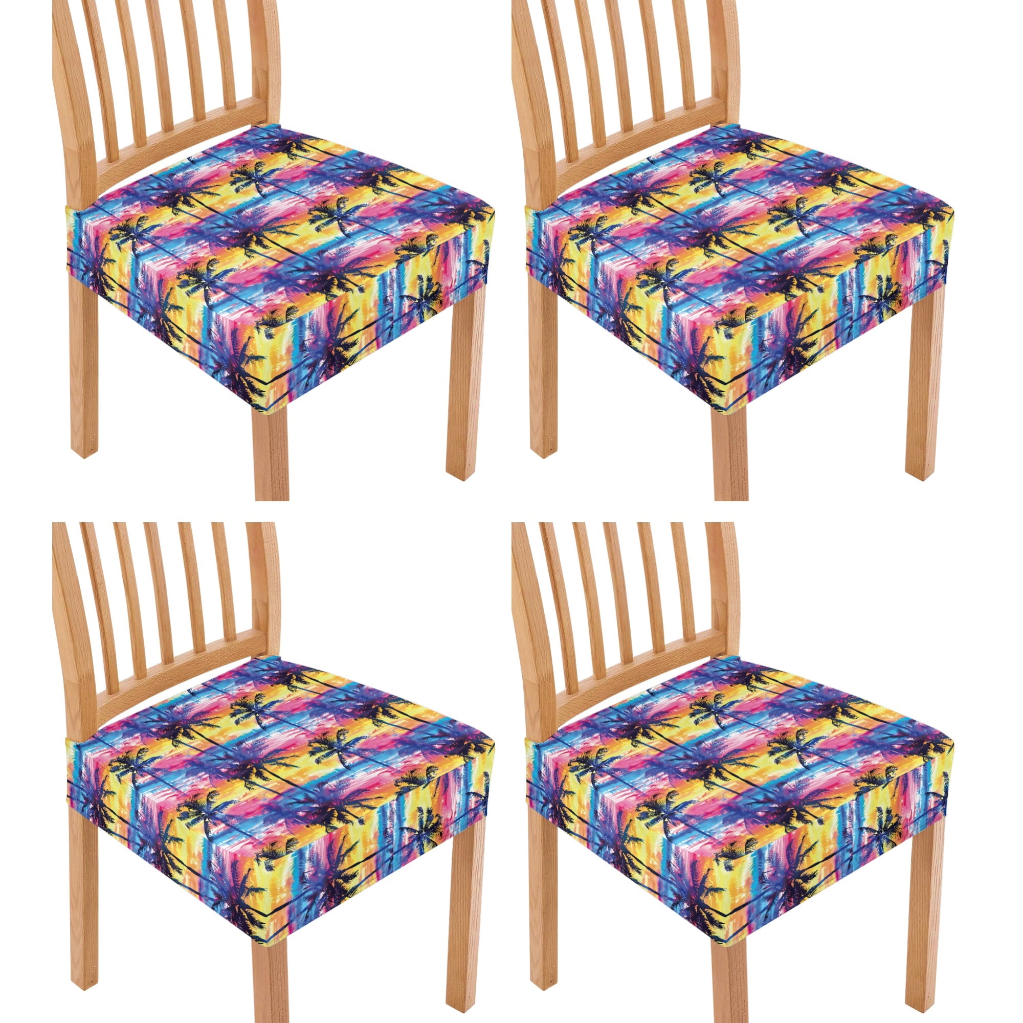 HELLHERO Hawaii Coconut Palm Print Dining Chair Covers Set of 4 ...