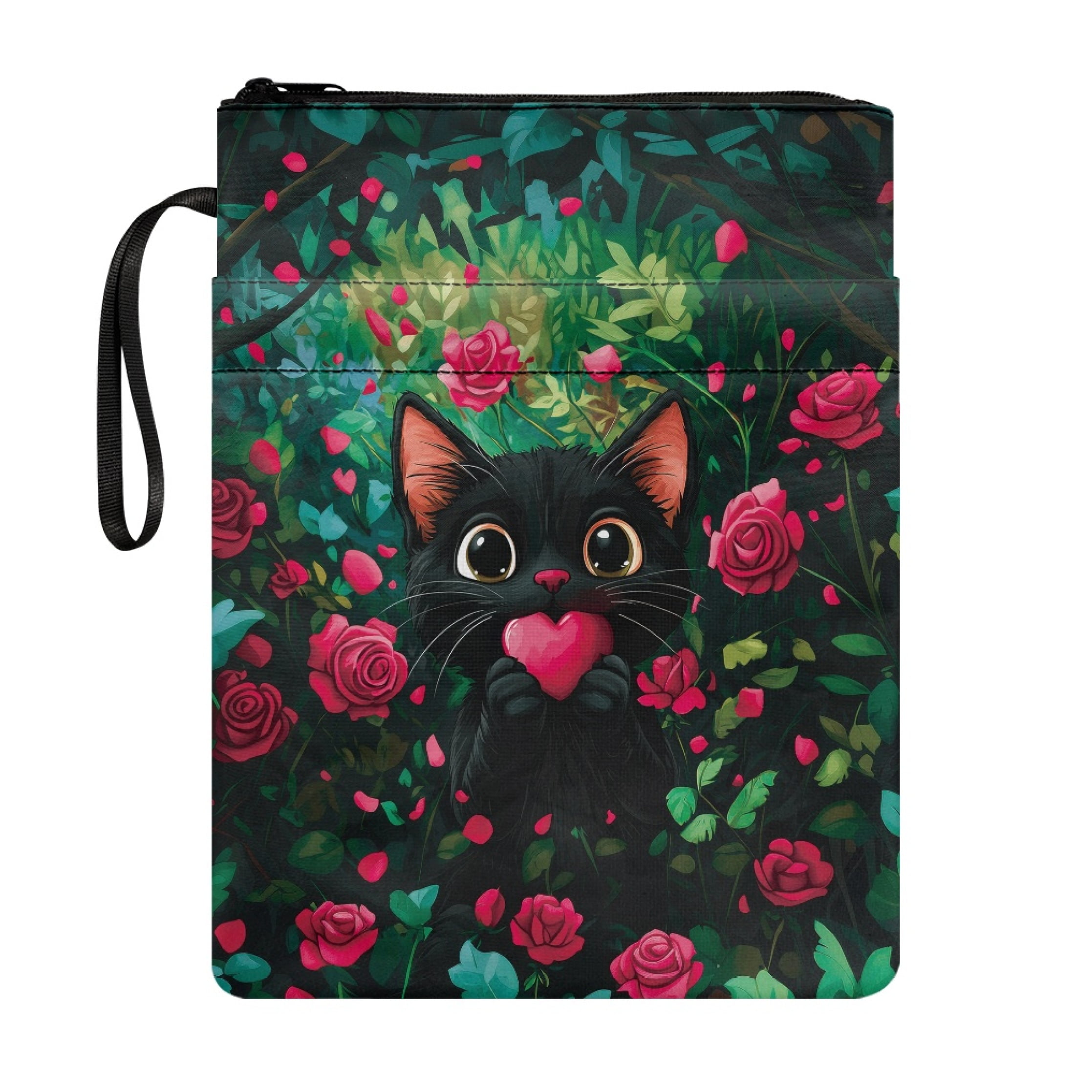 HELLHERO Heart-Shaped Roses Bible Cover Case with Zipper Polyester ...