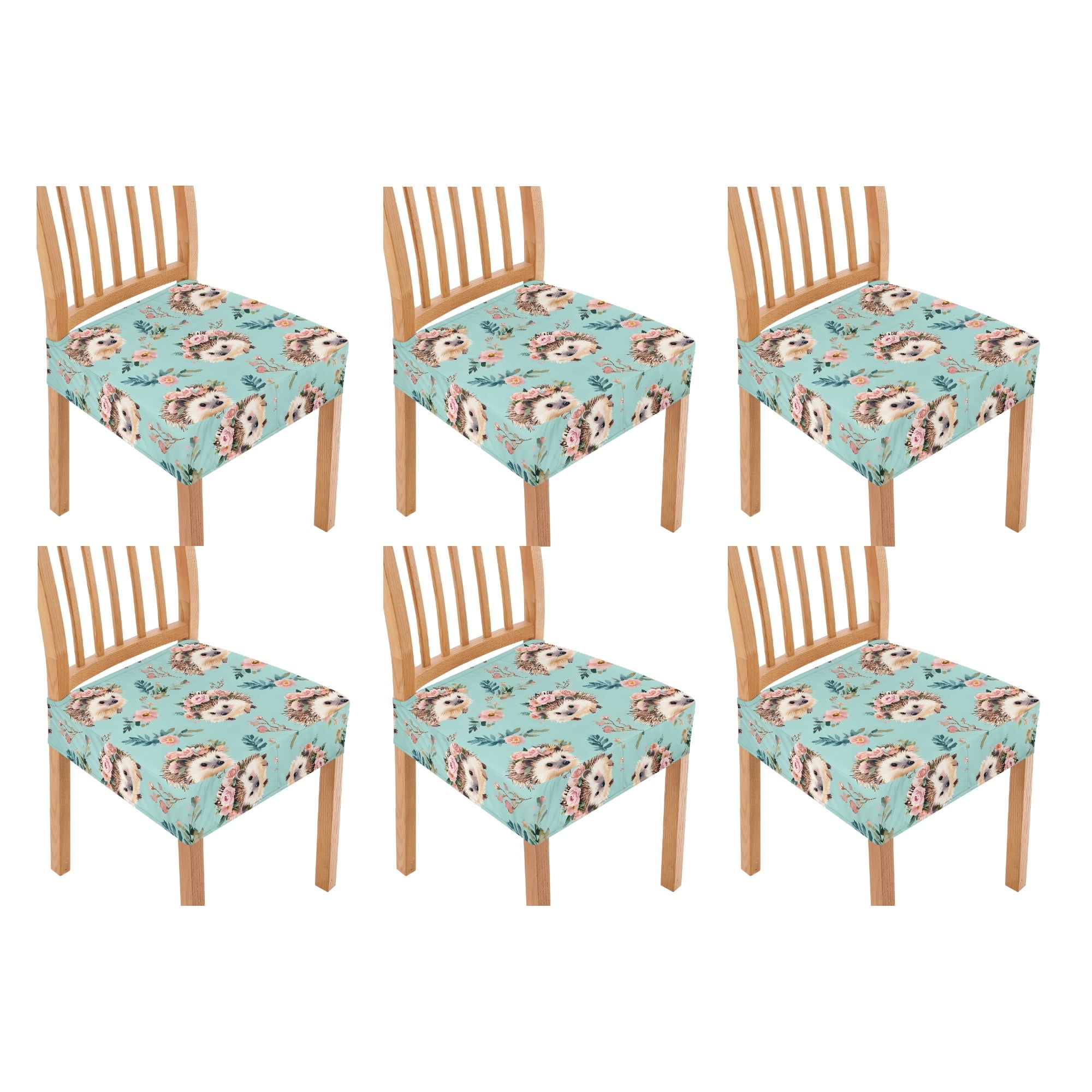 HELLHERO Hedgehog Flower Print Chair Cover for Dining Room, Dining ...