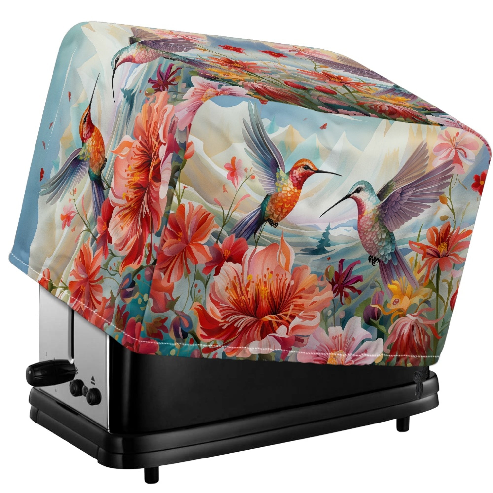 HELLHERO Hummingbird Flower Print Toaster Cover 4 Slice, Dustproof ...