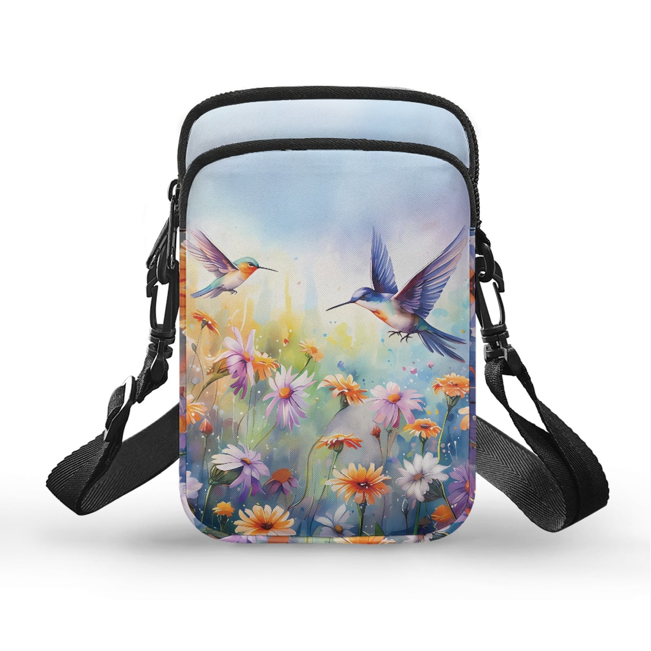 HELLHERO Hummingbird Flowers Underarm Shoulder Bag Double Layer Men ...