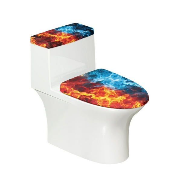 HELLHERO Ice and Fire Fusion Soft Lid Cover Set for Toilet Adjustable ...