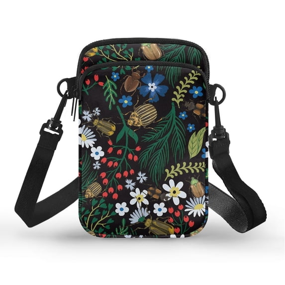 HELLHERO Insect and Daisy Pattern Adjustable Crossbody Bag with 2 ...