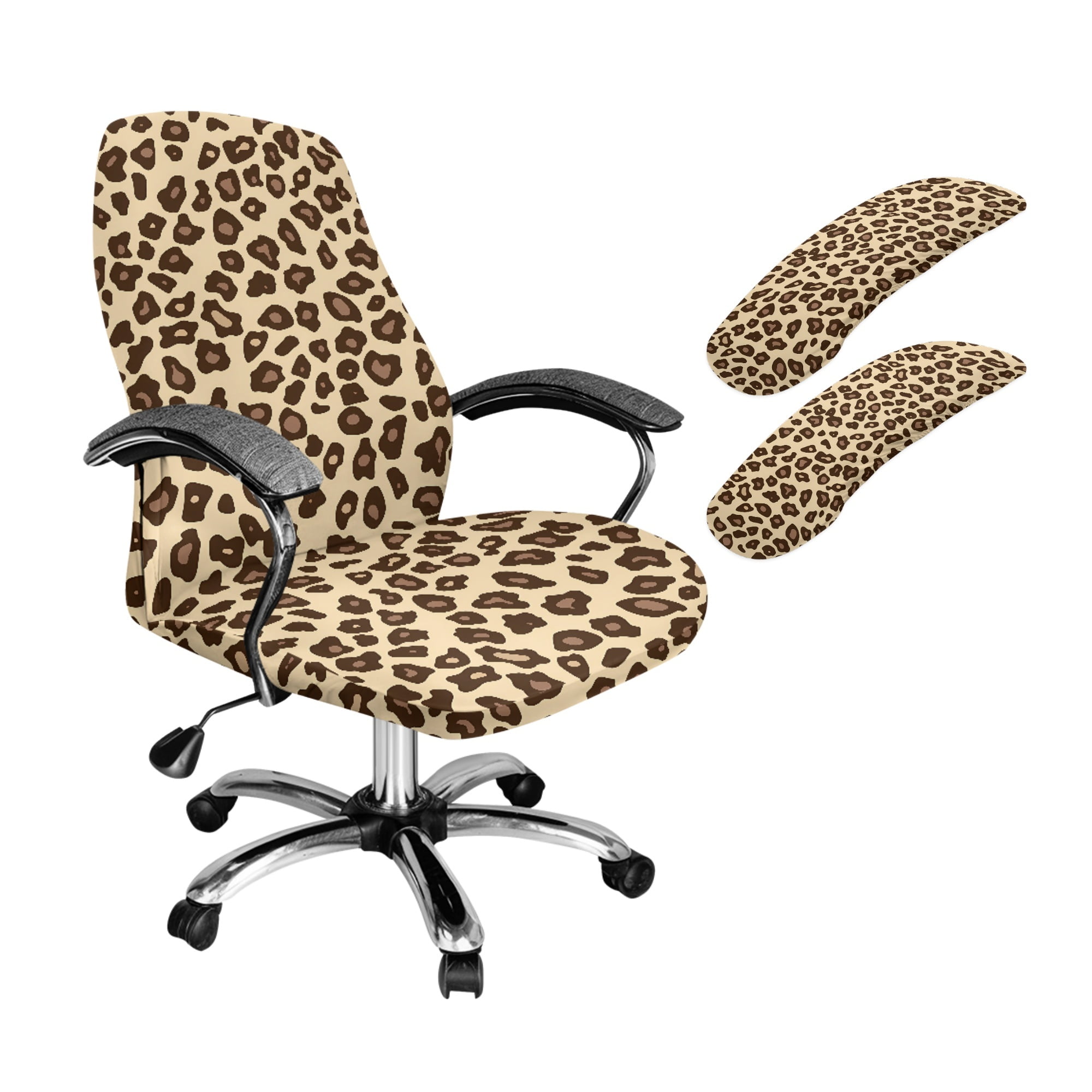 HELLHERO Leopard Print Office Chair Cover with Armrest Covers ...