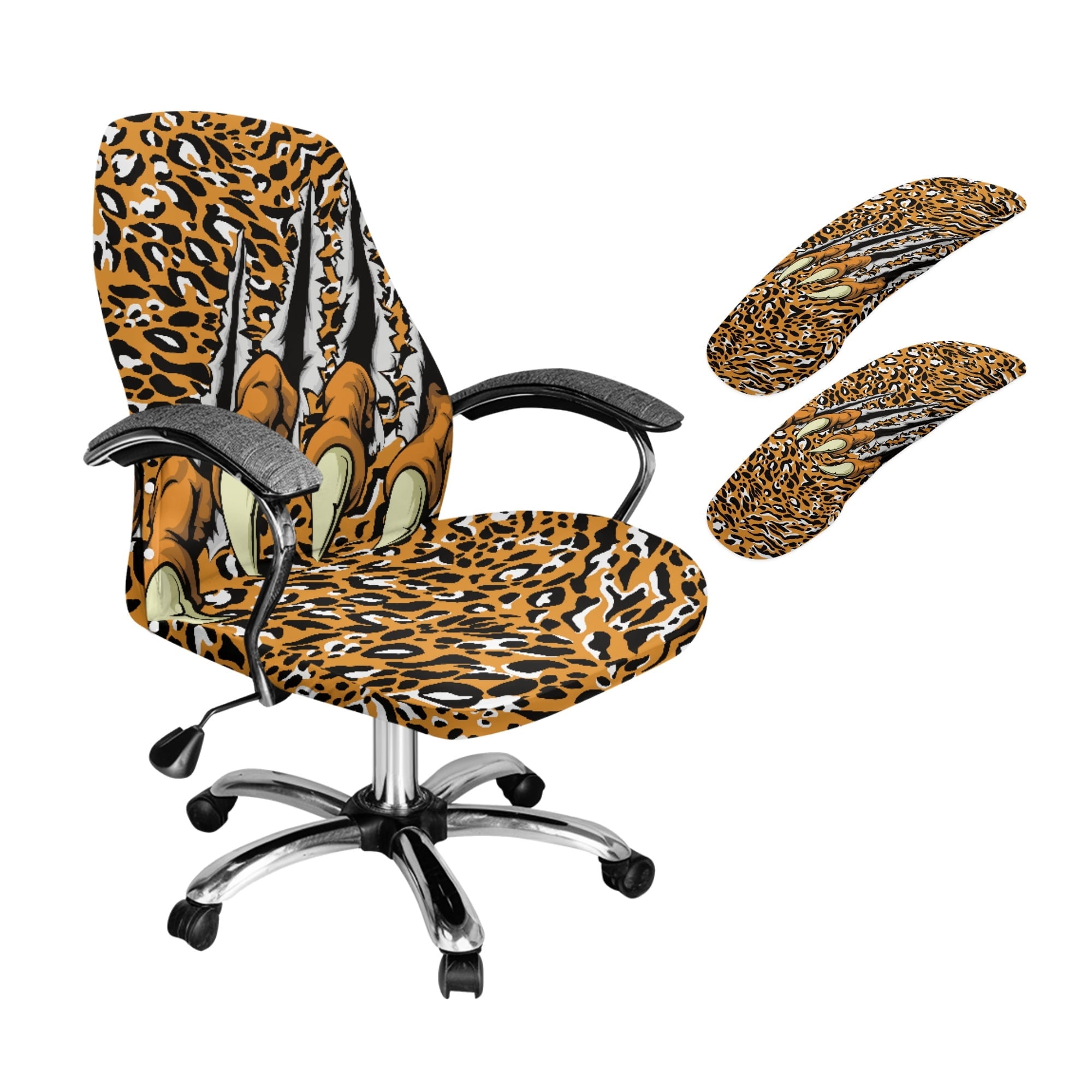 HELLHERO Leopard Print Office Chair Cover Set, Easy to Clean ...