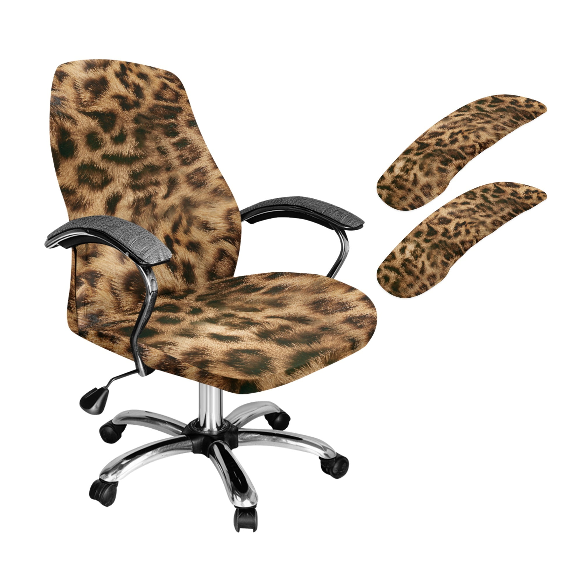 HELLHERO Leopard Print Office Computer Chair Covers with Armrest Cover ...