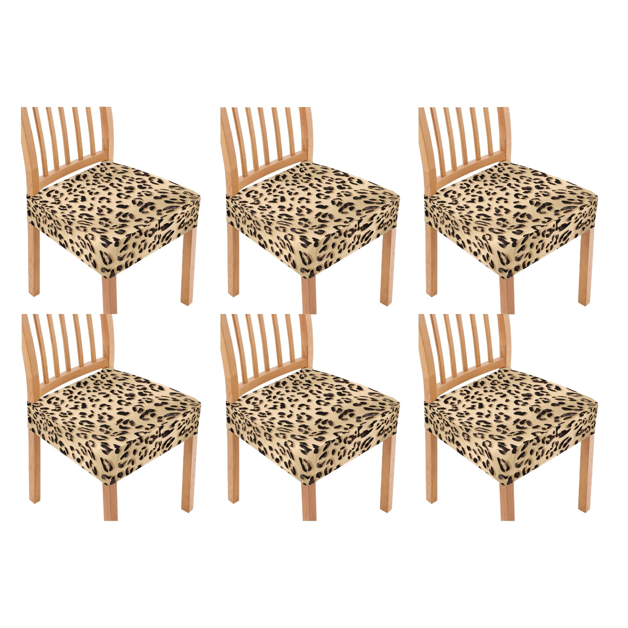 HELLHERO Leopard Print Seat Covers for Dining Chair, Washable Dustproof ...