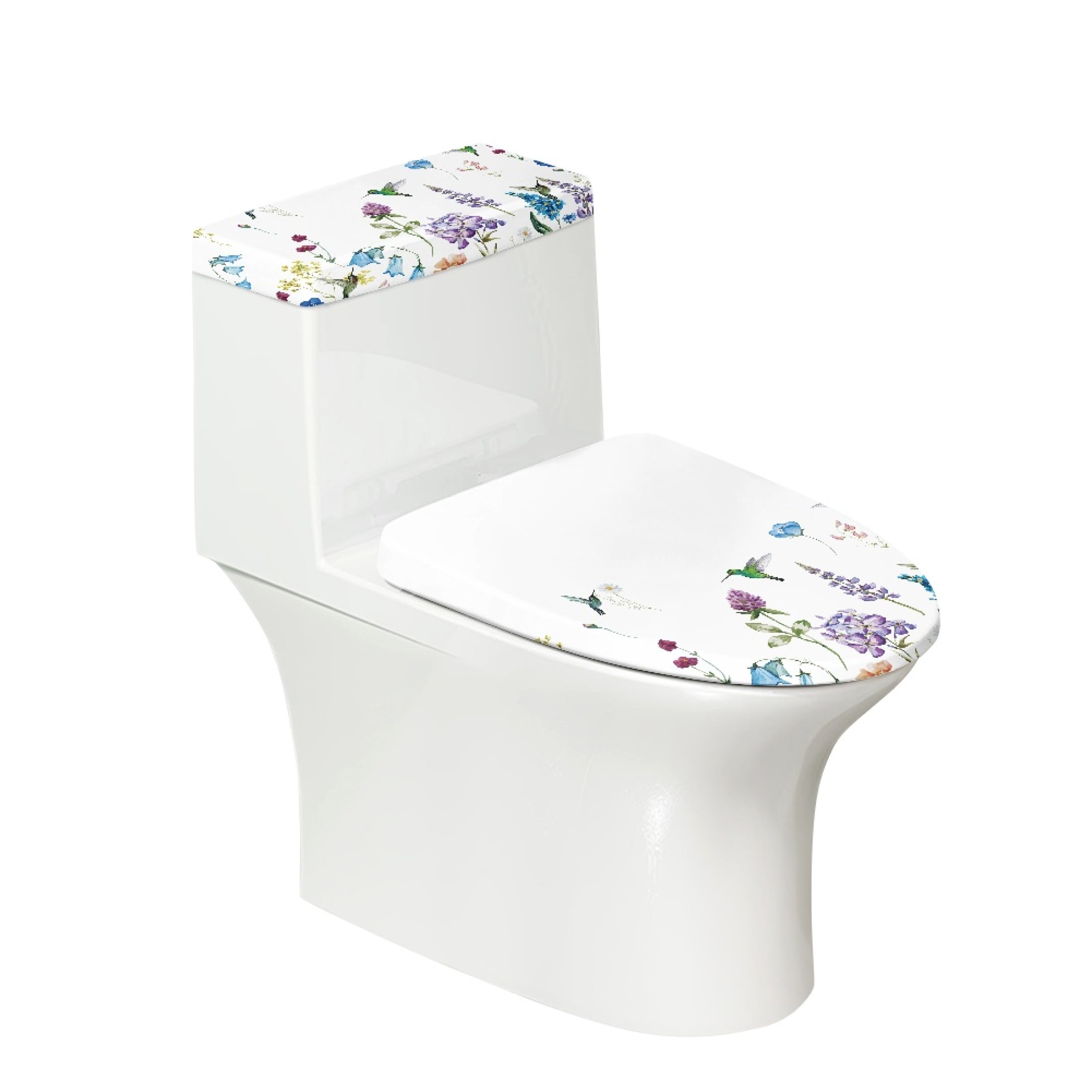 HELLHERO Little Bird Toilet Seat Lid Cover Set for Universal Elastic ...