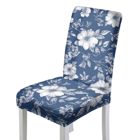 HELLHERO Machine Washable Polyester Fabric Dining Chair Covers, Blue ...
