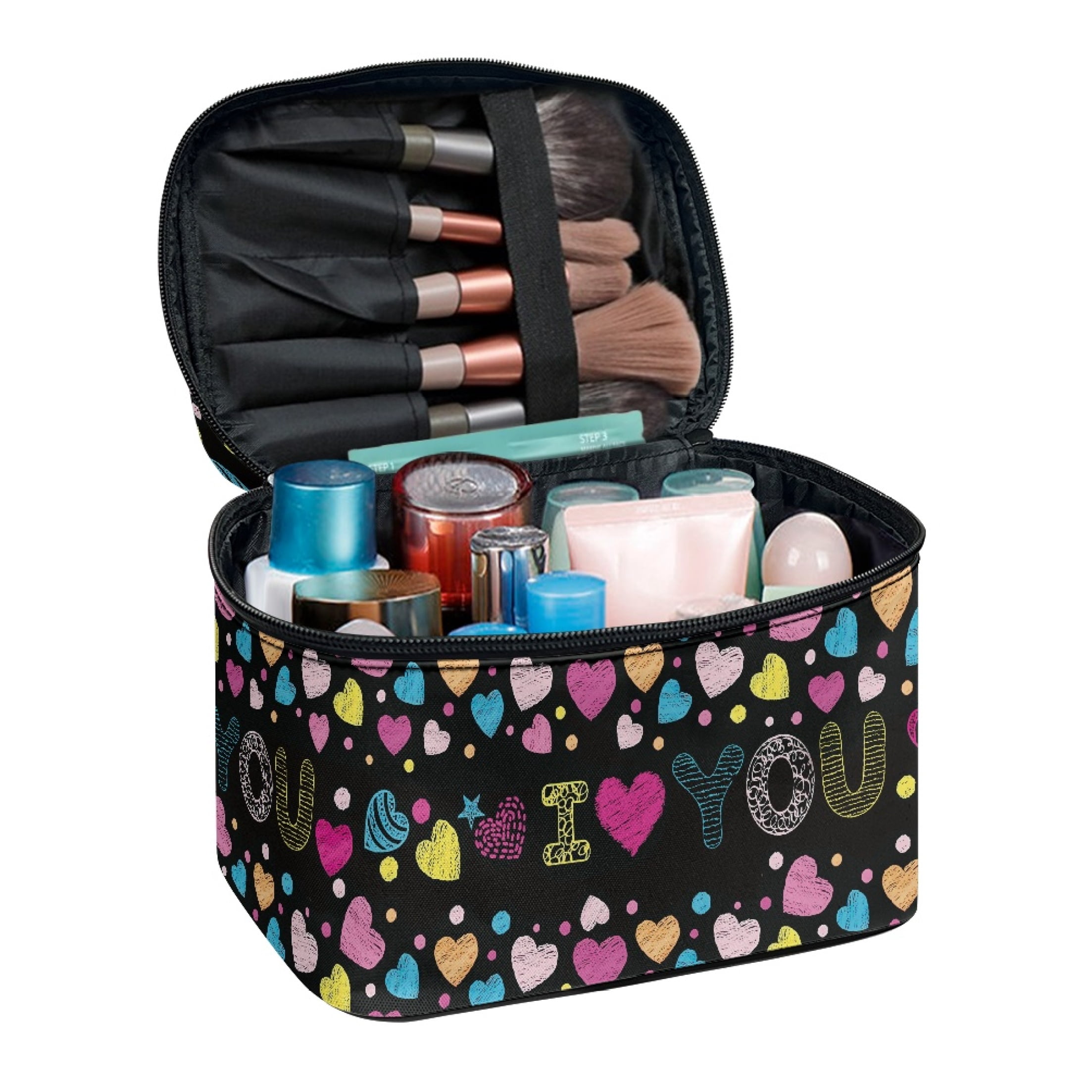 HELLHERO Makeup Case Heart Pattern Portable and Durable Lightweitht ...