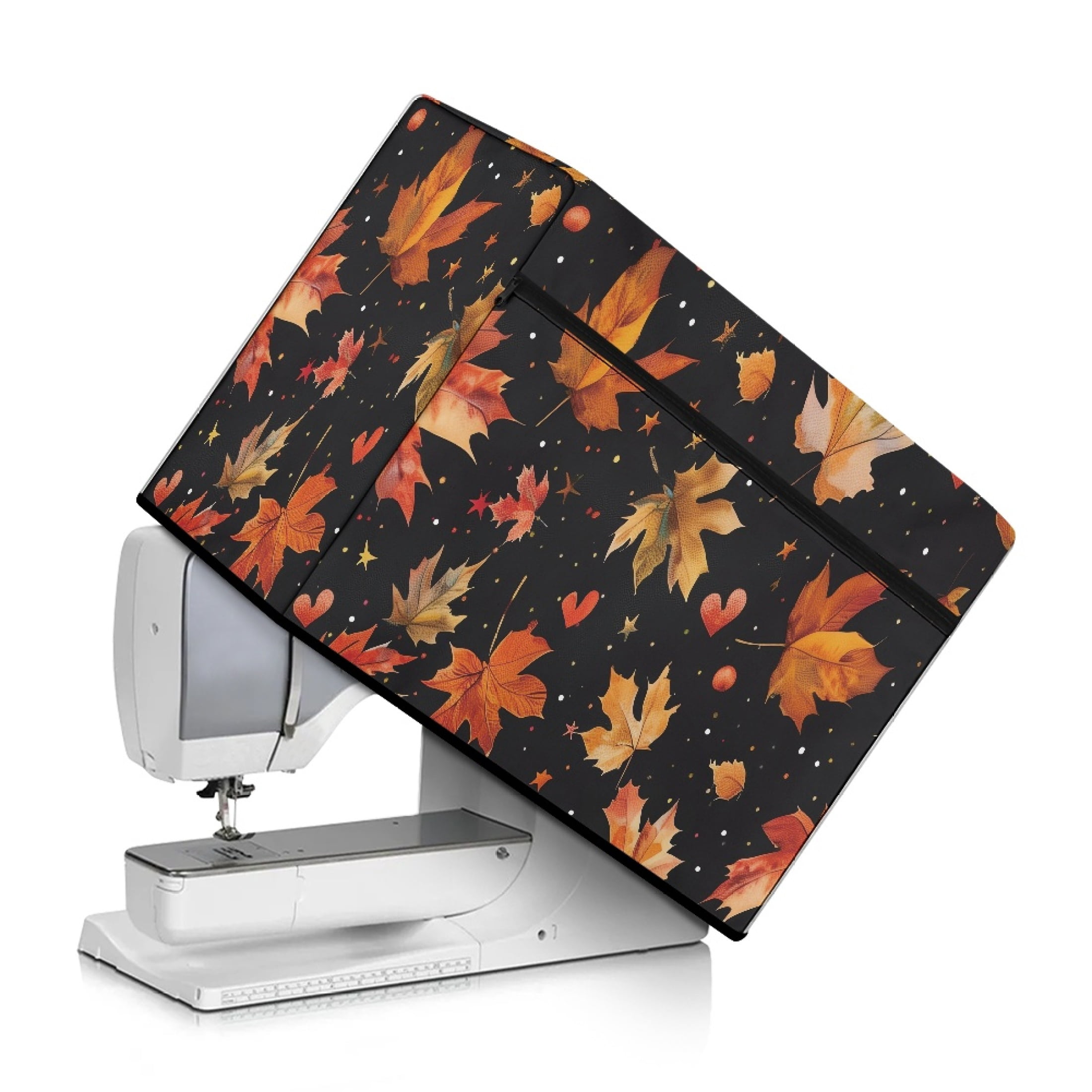 HELLHERO Maple Leaf Sewing Machine Cover with Zipper Pockets Carrying ...