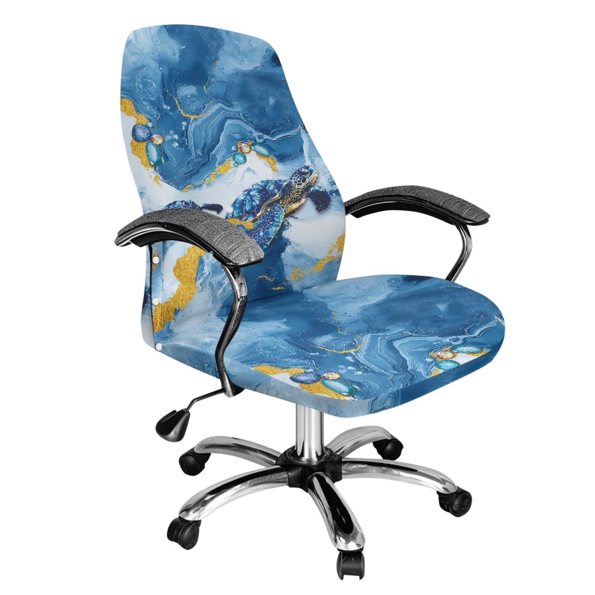 HELLHERO Marble Sea Turtle Print Office Chair Cover, Elastic ...
