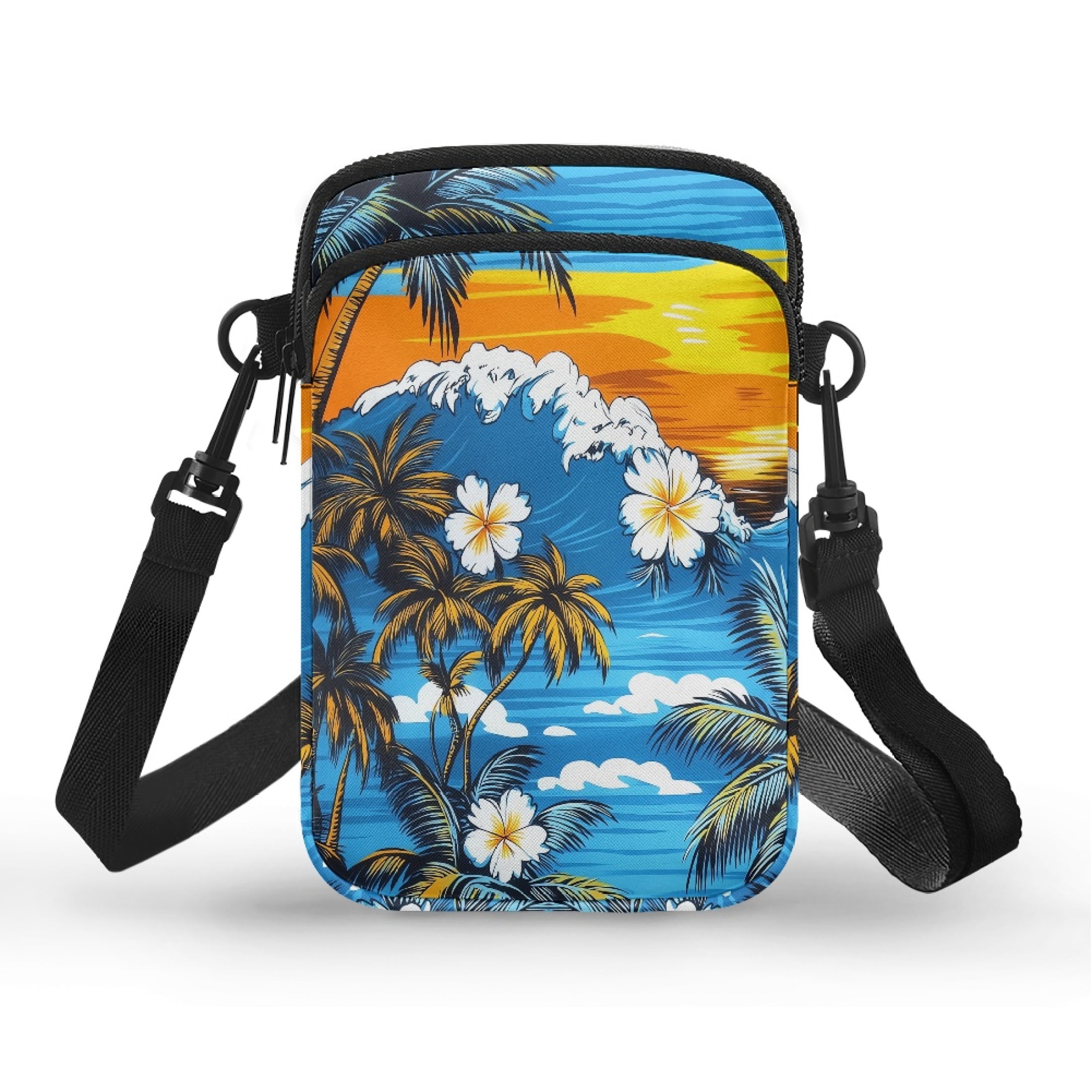 HELLHERO Ocean Wave and Daisy Pattern Design Sling Bag for Adults ...