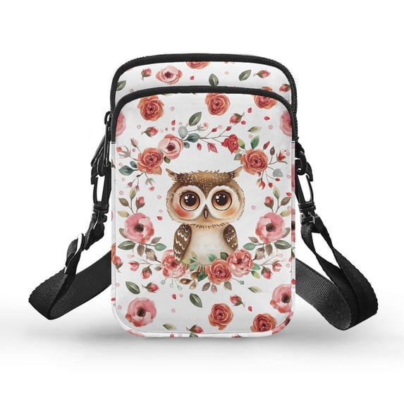 HELLHERO Owl Floral with Adjustable Strap Cross Body Purse, Polyester ...