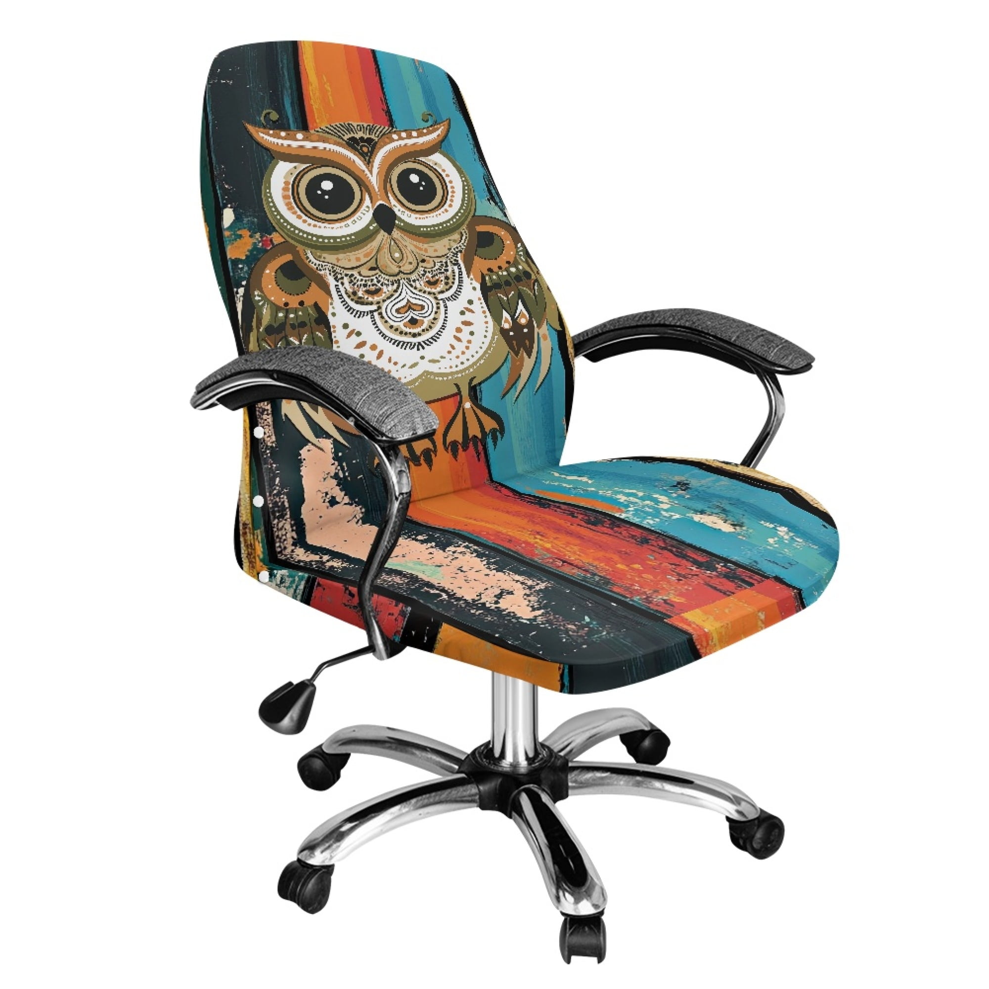 HELLHERO Owl Print Computer Office Chair Cover with Elastic Band Easy ...