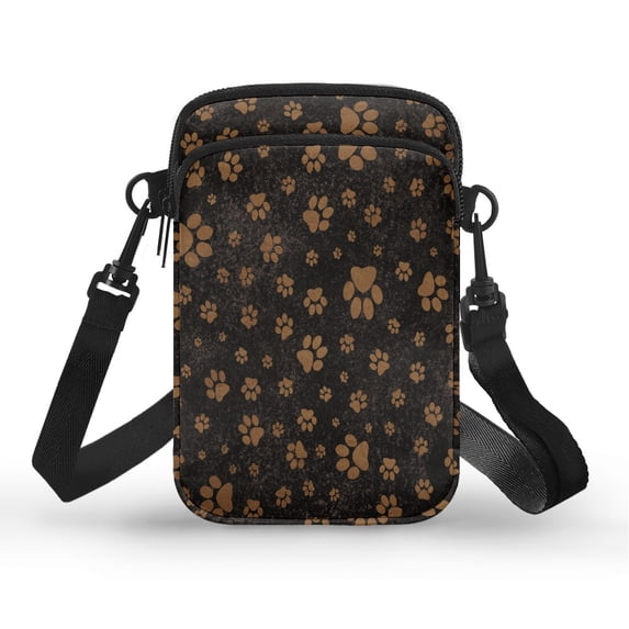 HELLHERO Paw Prints with Zipper Travel Crossbody Purse 4.33"x1.97"x7.09 ...