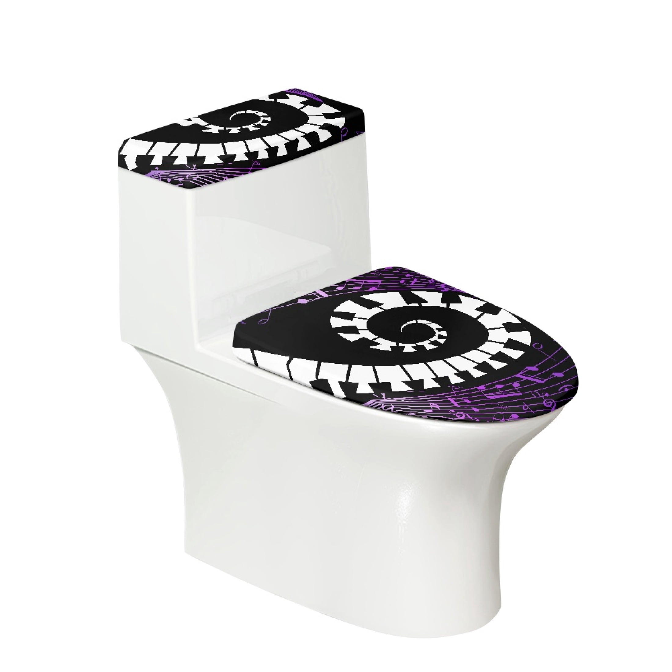 HELLHERO Piano Spiral Purple Notes Black Toilet Seat Cover Universal ...