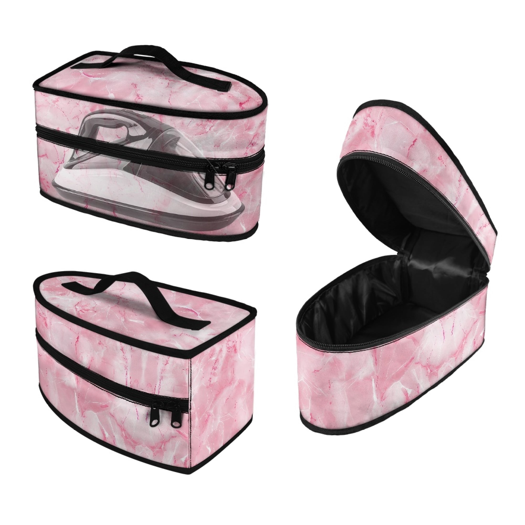 HELLHERO Pinkish-white Marble Pattern Iron Organizer Carrier Bag ...