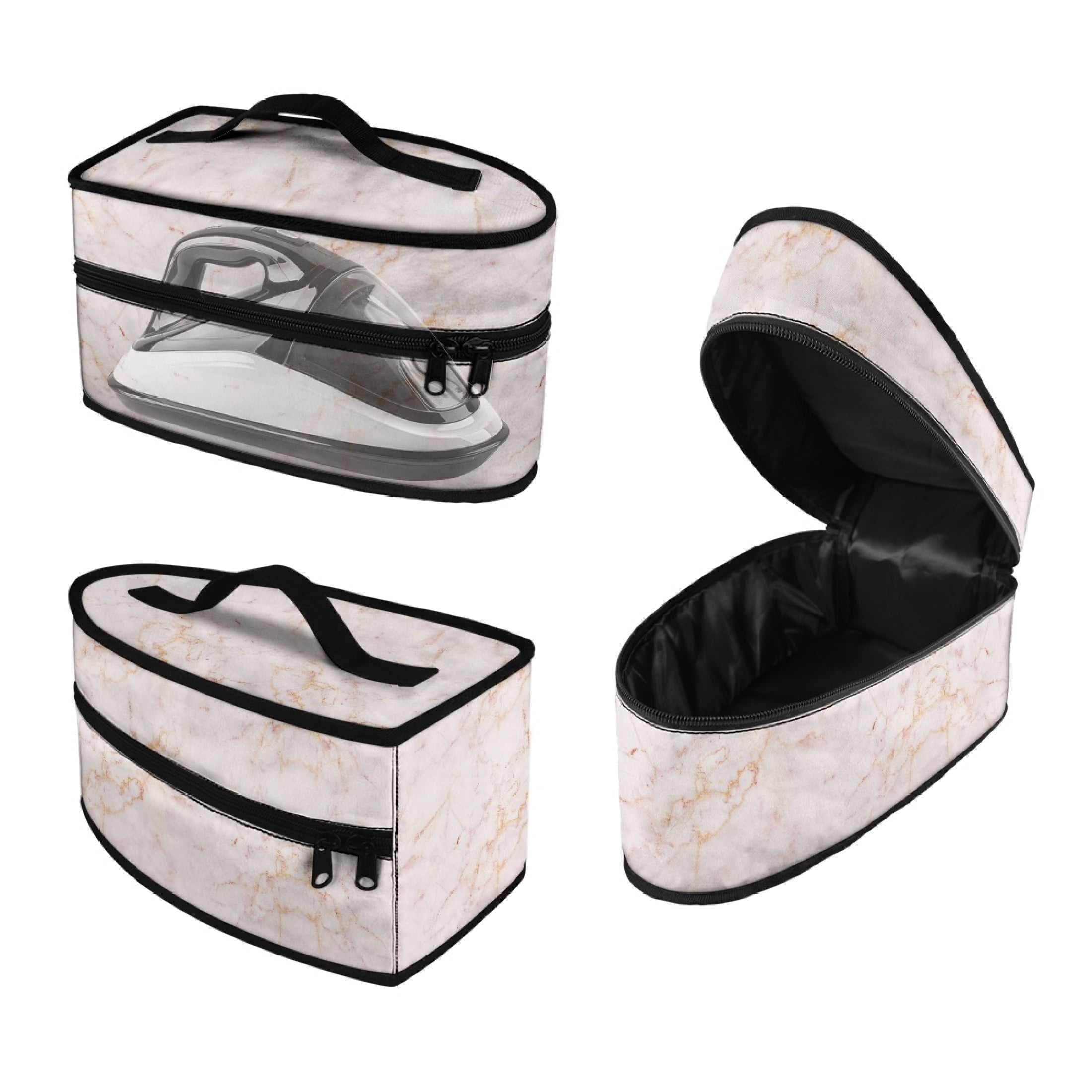 HELLHERO Portable Iron Storage Bag White Marble with Handle and Zipper ...