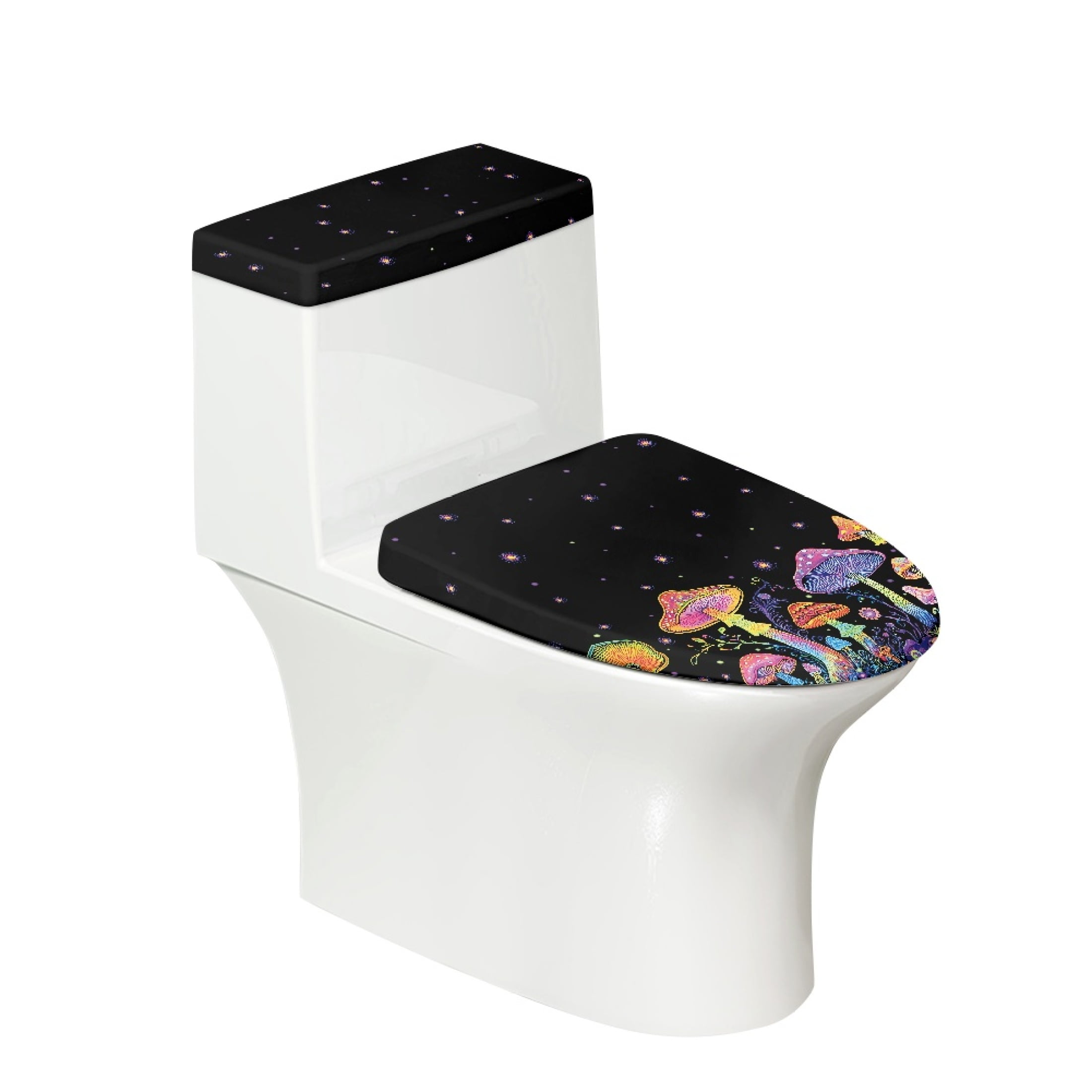 HELLHERO Psychedelic Mushroom Motif Bathroom Toilet Lid Cover Fits All ...