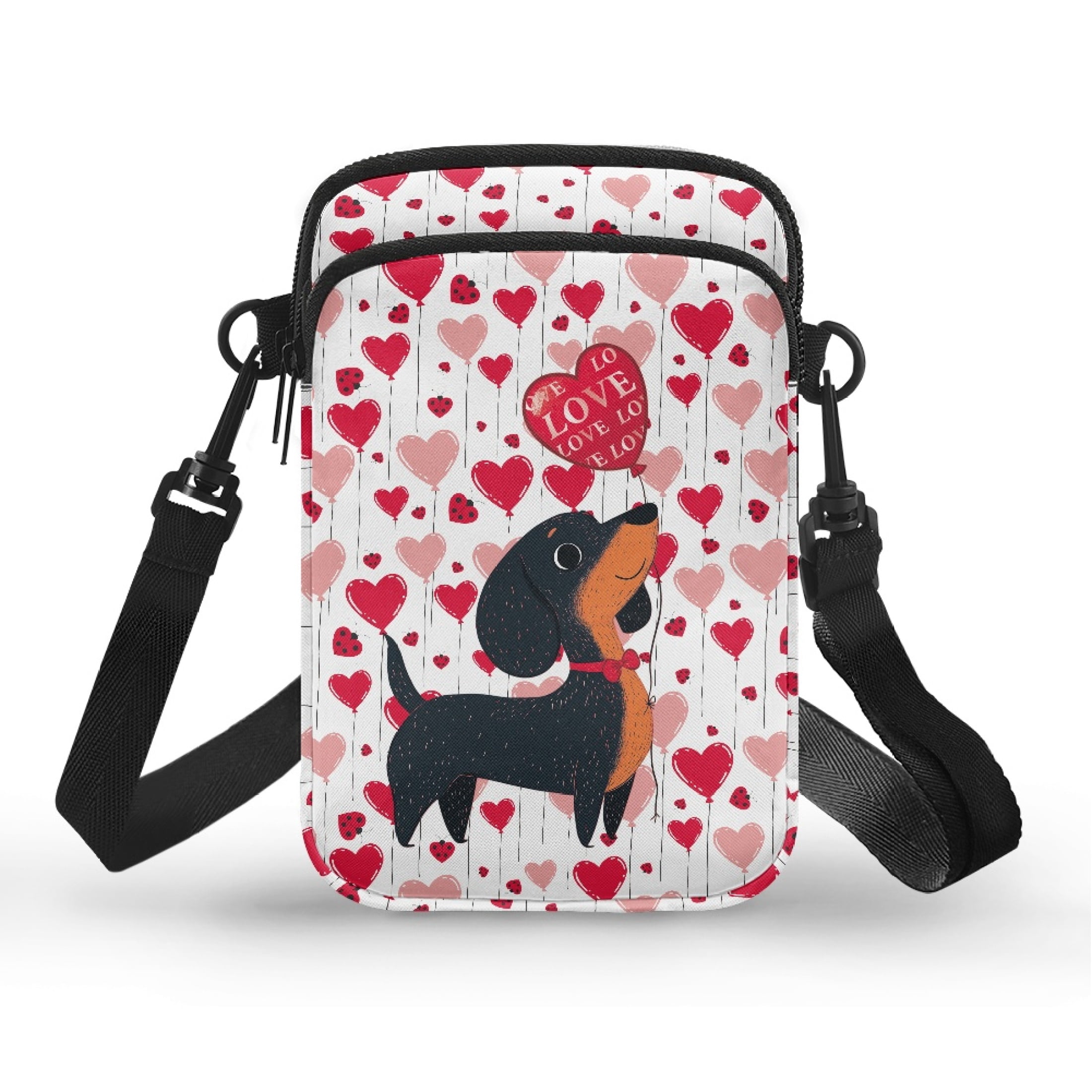 HELLHERO Puppy Heart Balloon with Zipper Closed Shoulder Bags Double ...