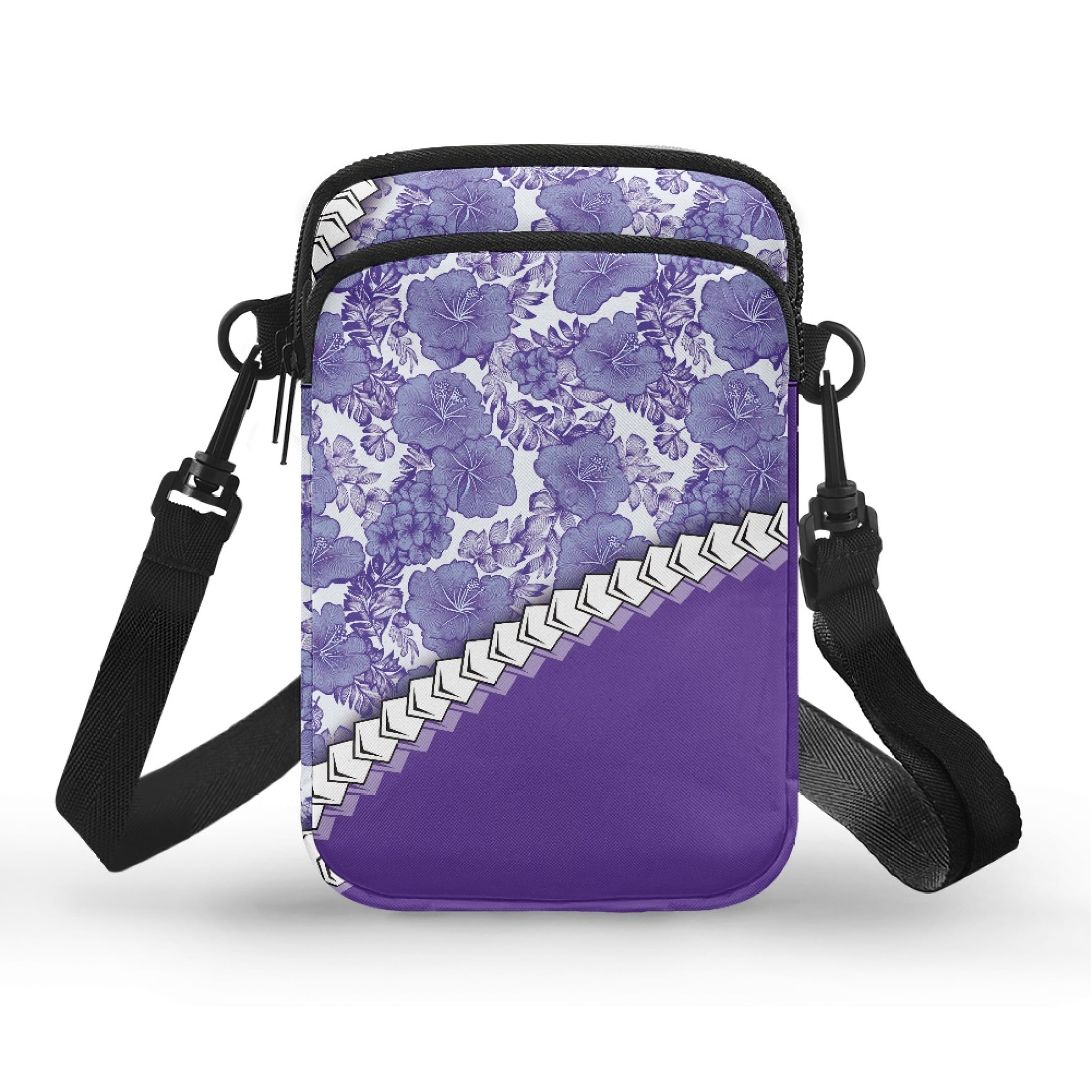 HELLHERO Purple Floral Crossbody Underarm Shoulder Bag Polyester Double ...