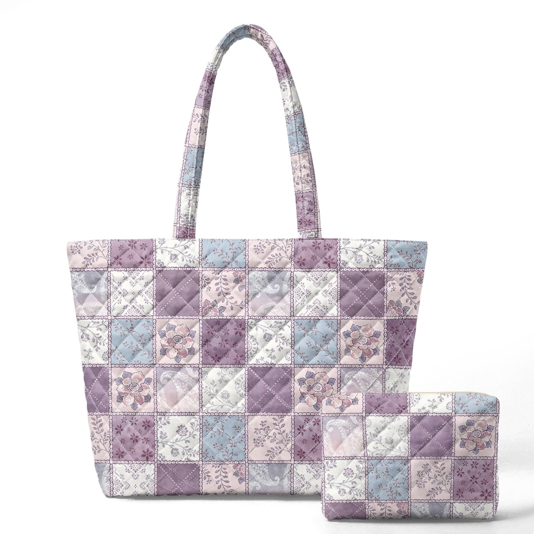 HELLHERO Purple Floral Patchwork Print Quilted Purses and Handbags ...