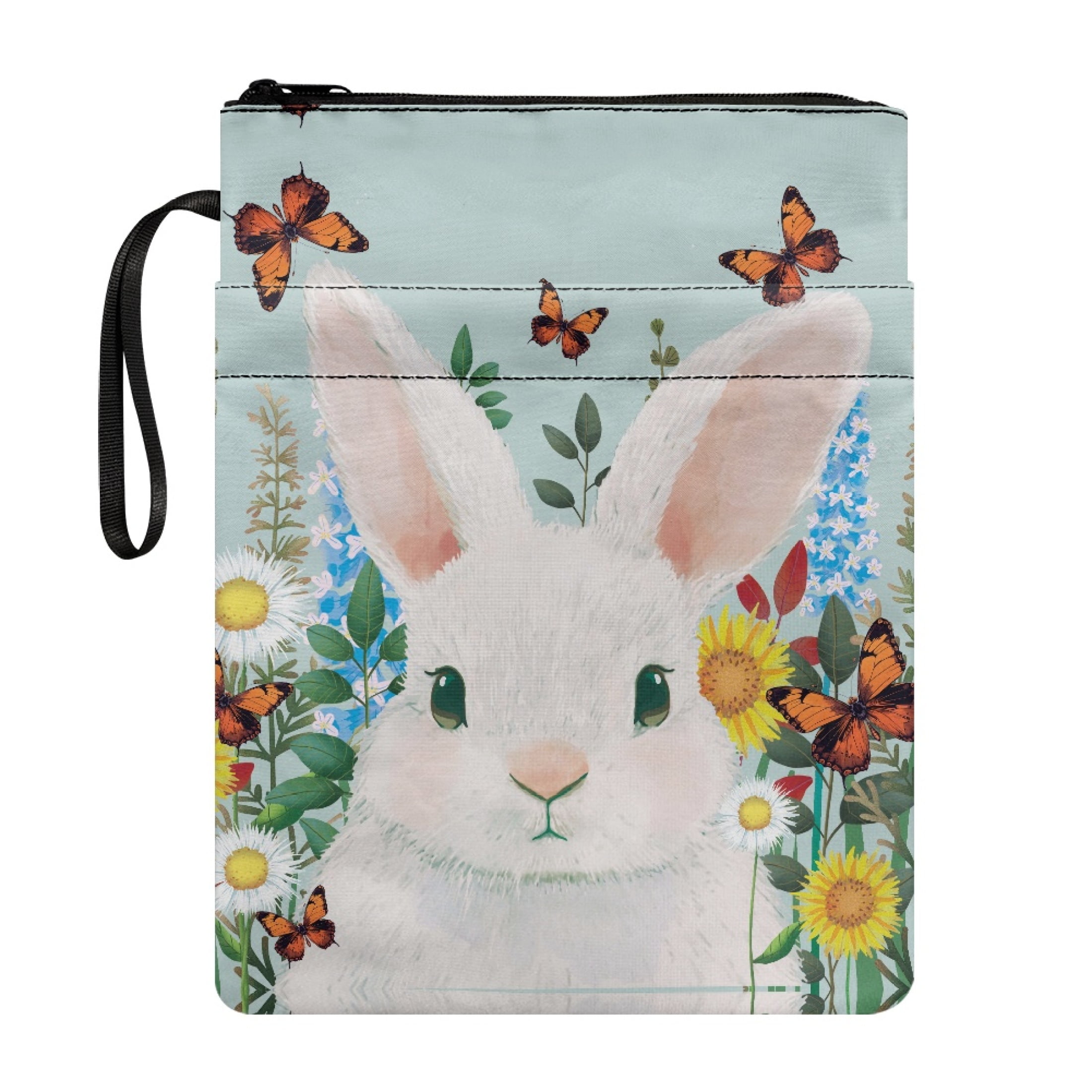 HELLHERO Rabbit and Butterfly Polyester Fabric Bible Case Bag for ...