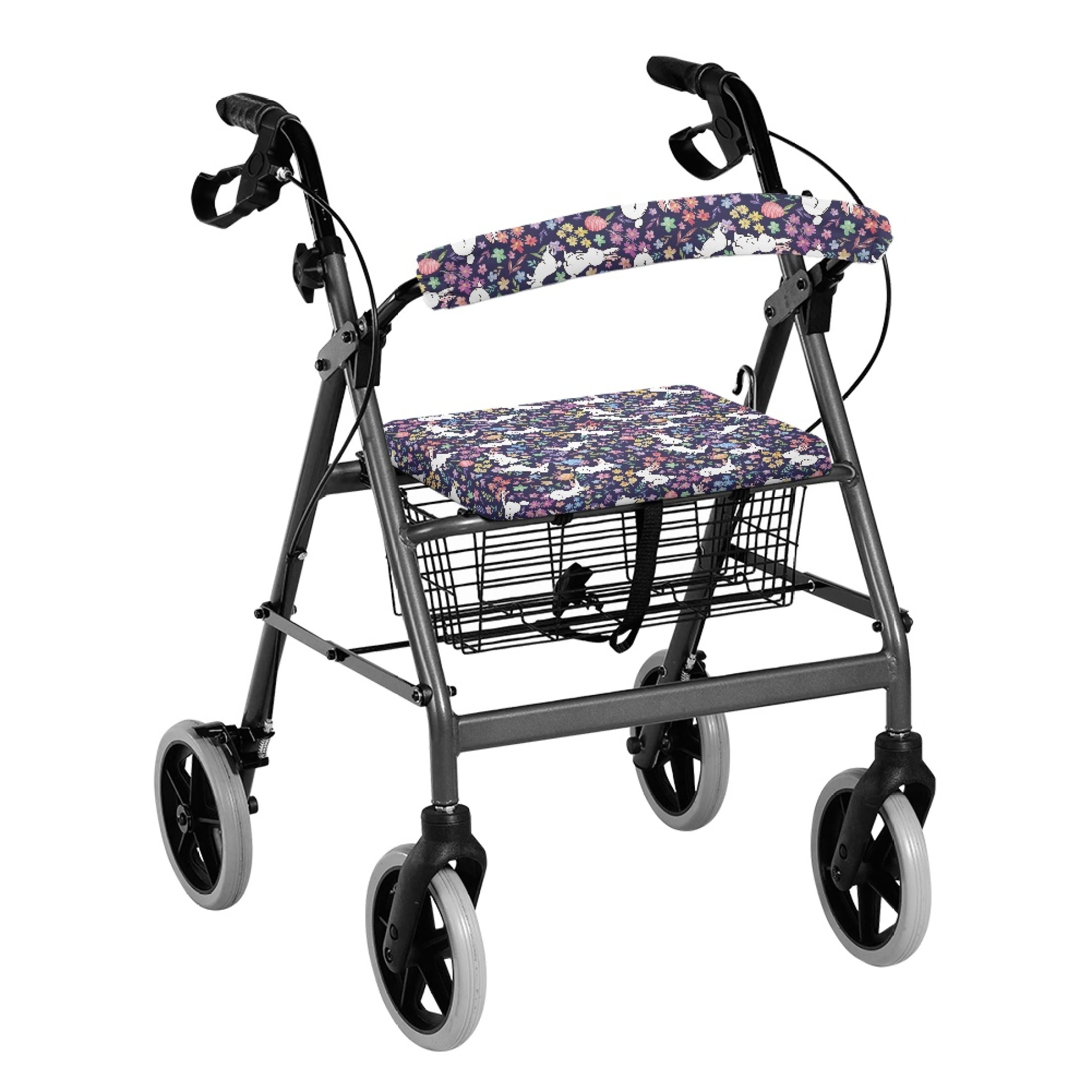 HELLHERO Rabbit Flowers Stain Proof Walker Covers Rollator Walker Seat ...