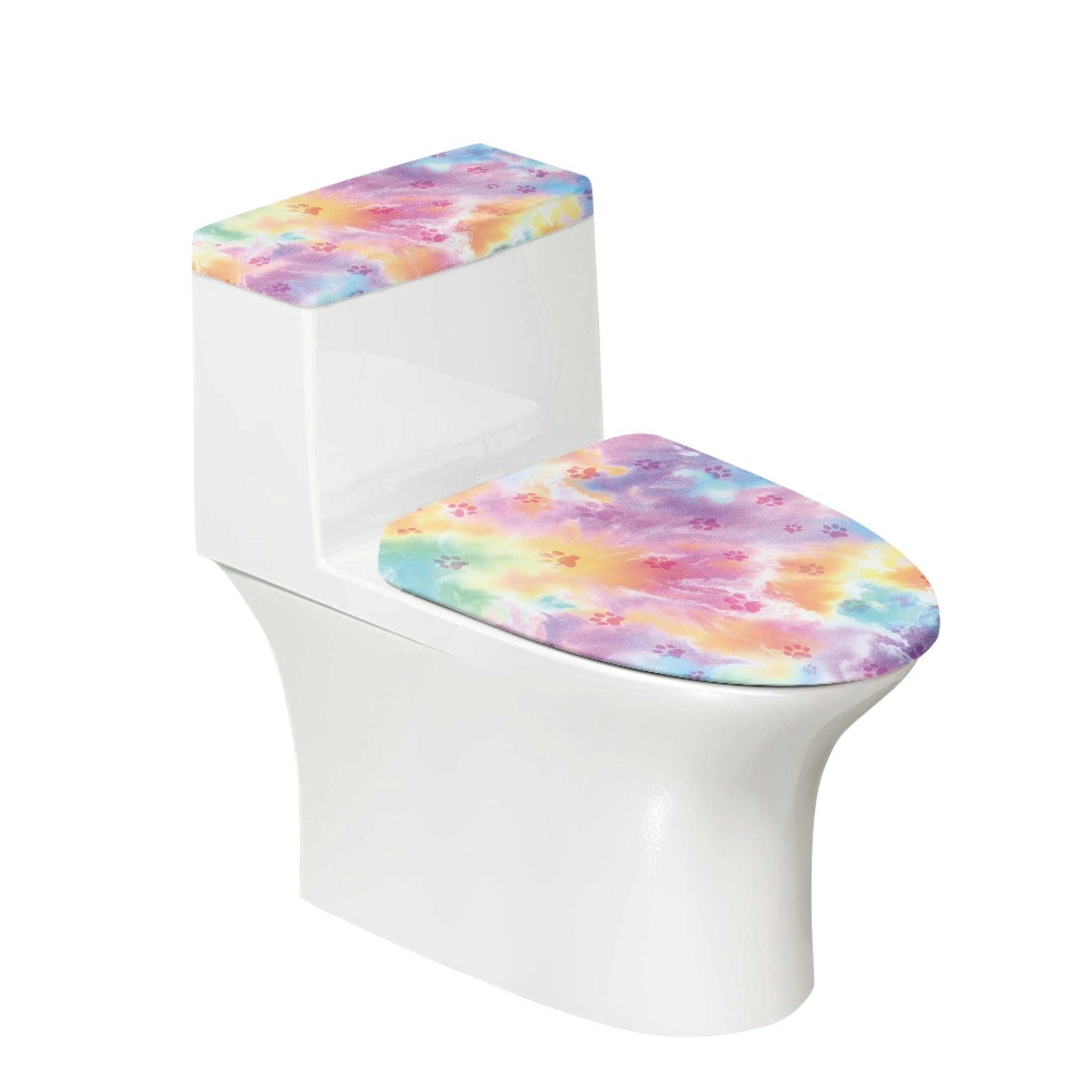 HELLHERO Rainbow Paw Art Elastic Bottom Toilet Seat Cover Replacement ...