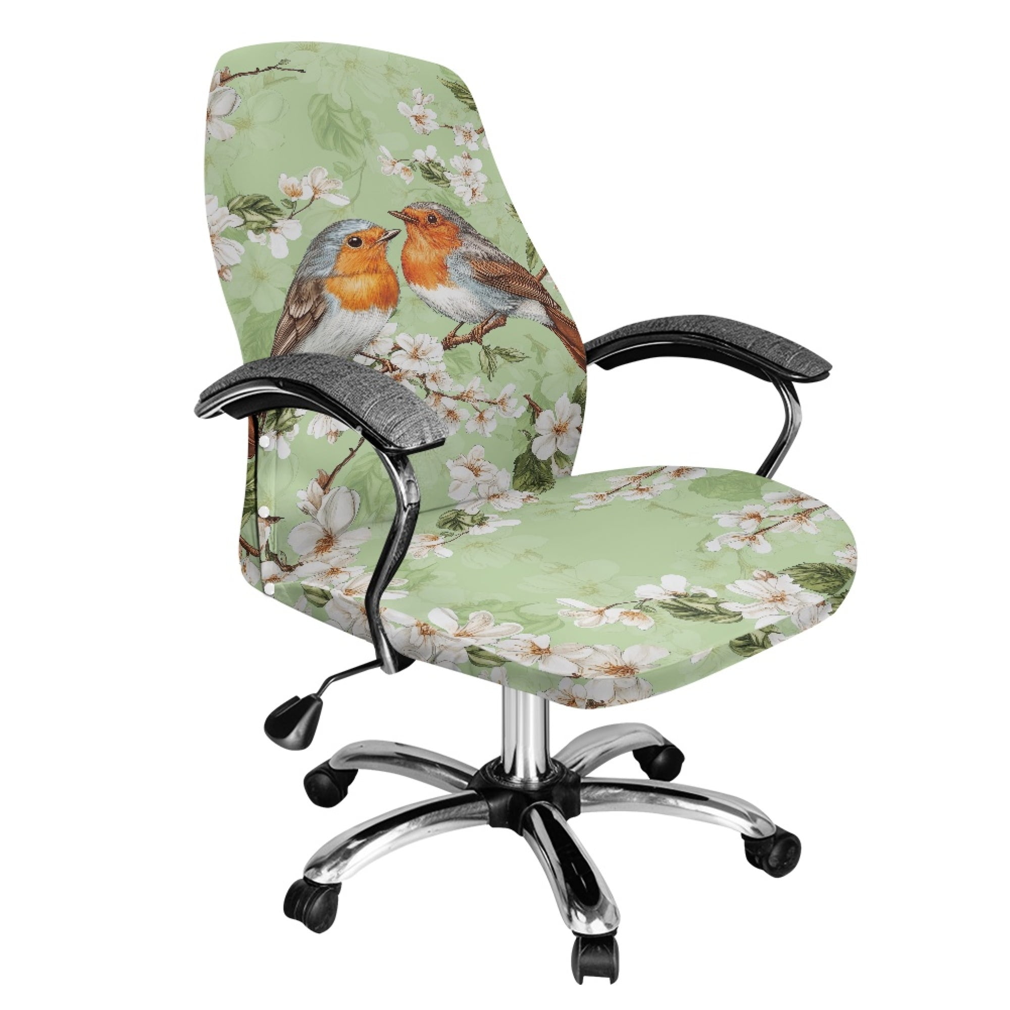 HELLHERO Robin Peach Blossom Print Office Chair Covers with Elastic ...