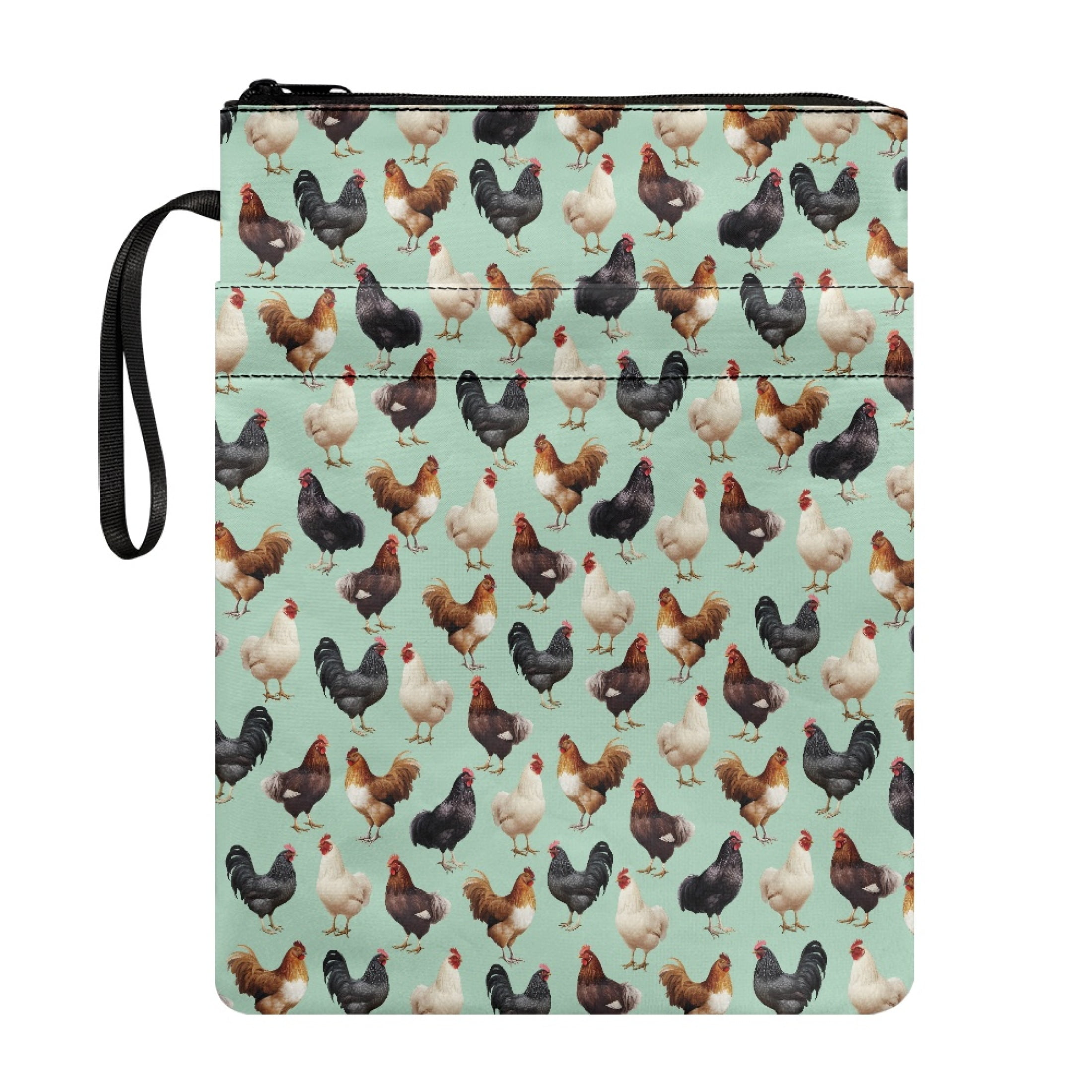 HELLHERO Rooster Pattern 1pcs Book Organizer Bag with Handle Easy Carry ...