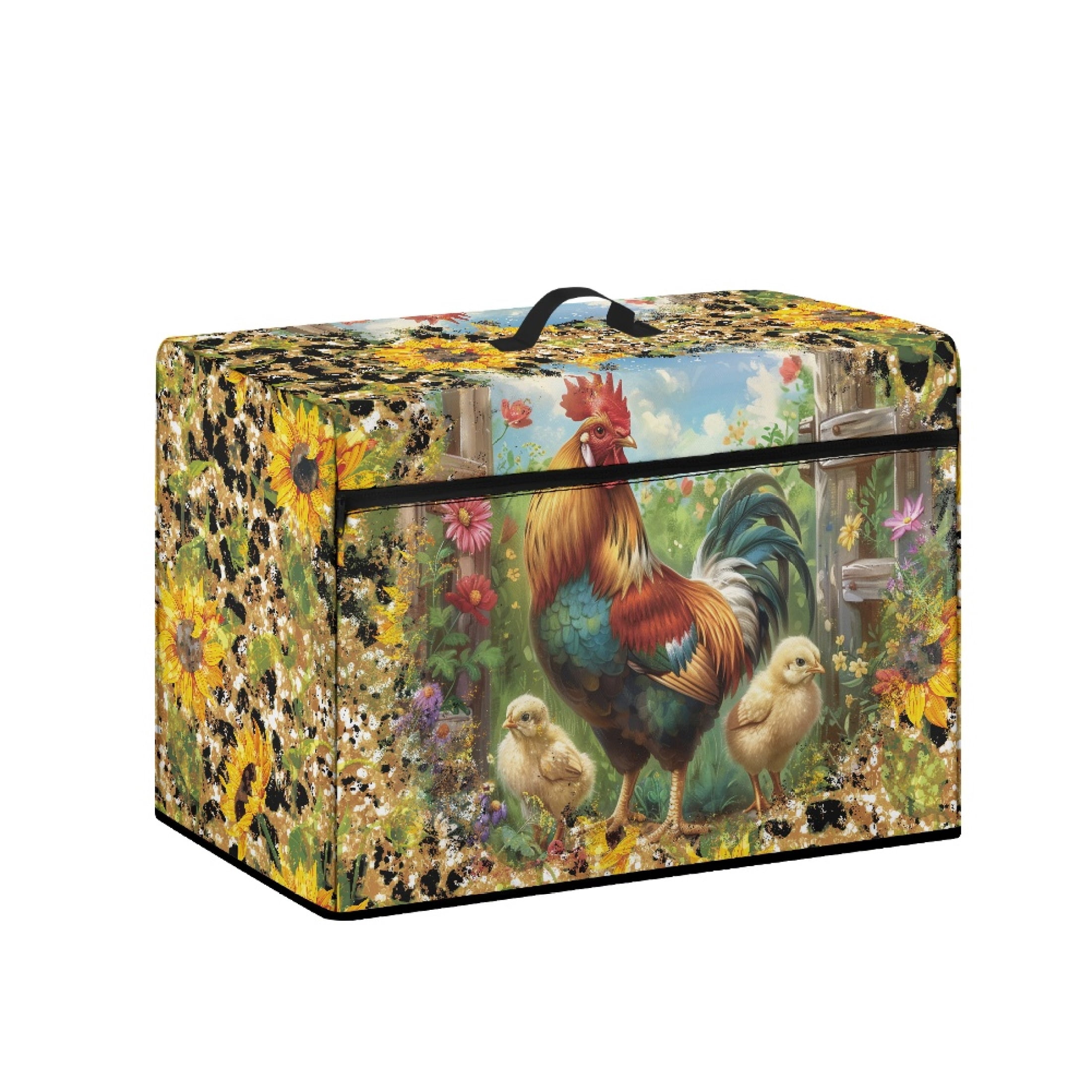 HELLHERO Rooster and Sunflower Pattern Dust Cover for Sewing Machine ...