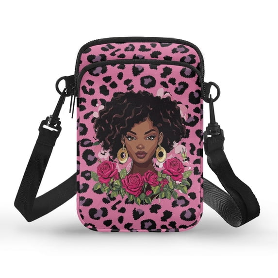 HELLHERO Rose Leopard Print Design Shoulder Purse Polyester Adjustable ...