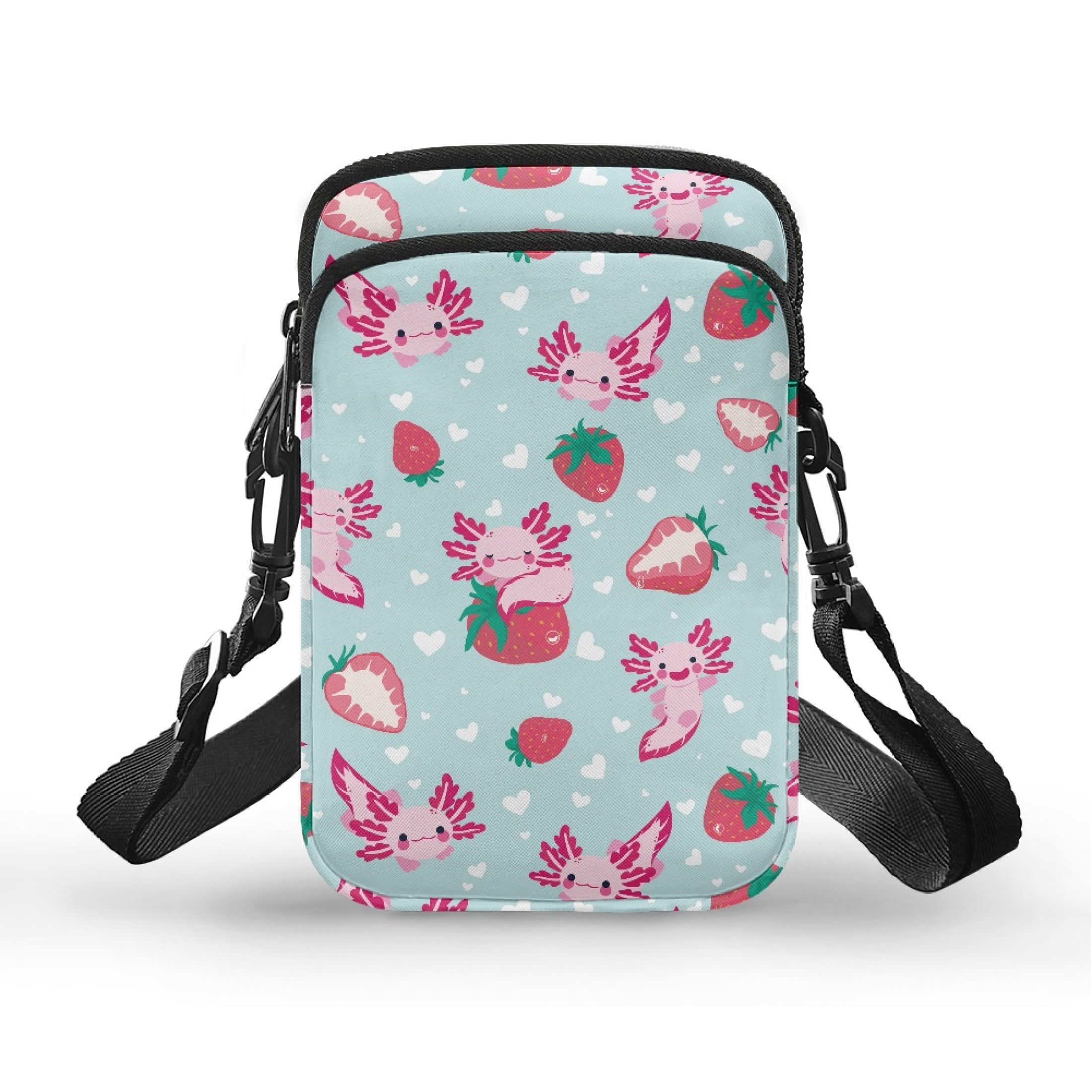 HELLHERO Salamander Strawberry Pattern Sling Bag for Women Polyester ...