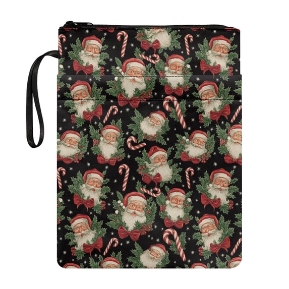 HELLHERO Santa Claus Candy Cane Pattern Book Covers Polyester Fabric ...