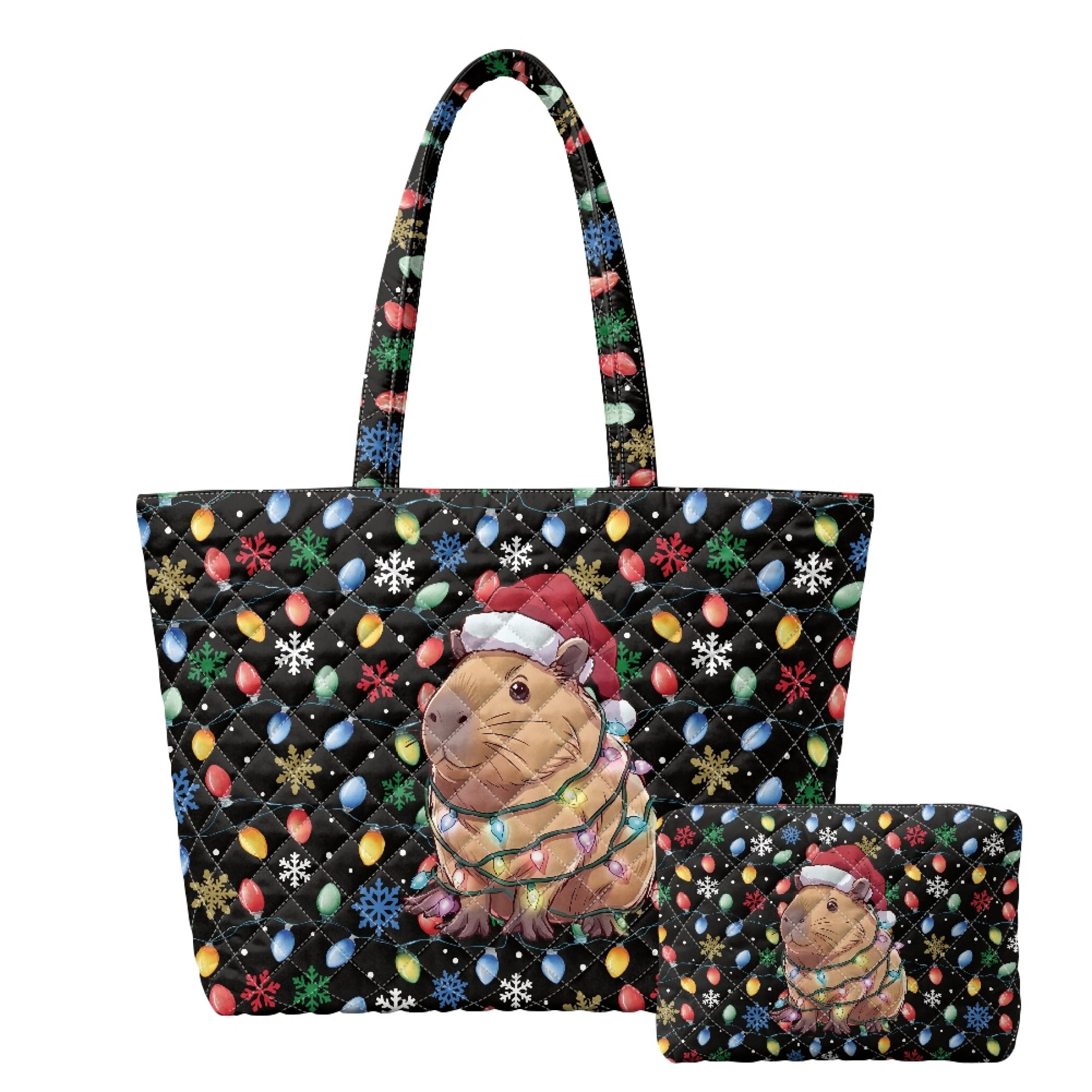HELLHERO Santa Lights Pattern Women's Storage Bag, Polyester Purses and ...