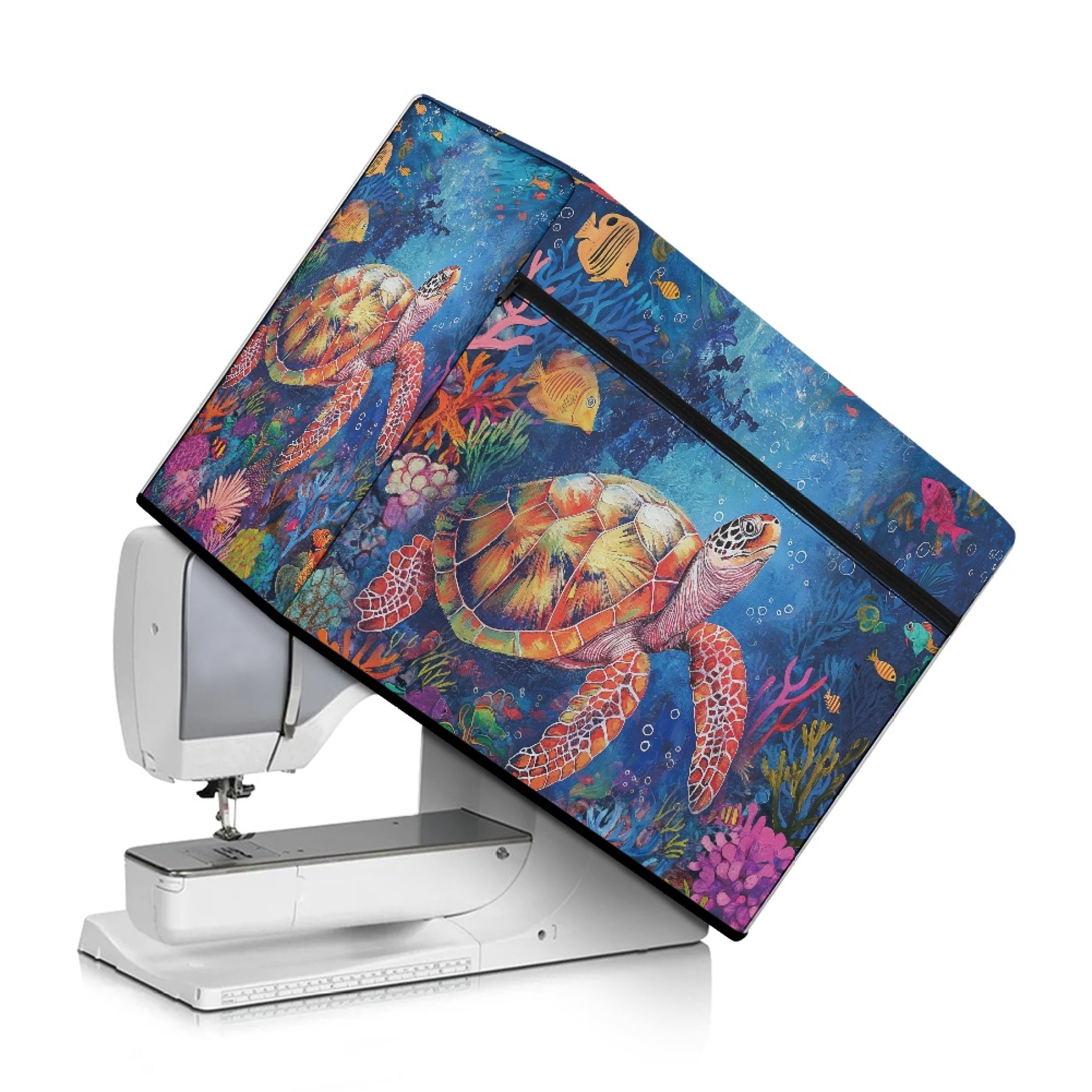 HELLHERO Sea Turtle Ocean Life Sewing Machine Cover with Storage Pocket ...